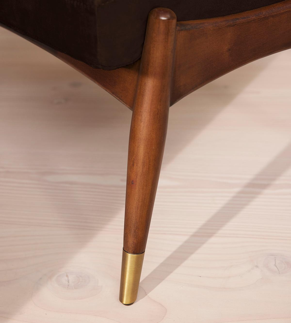 Theodore Footstool, Velvet, Chocolate Brown - Soho Home