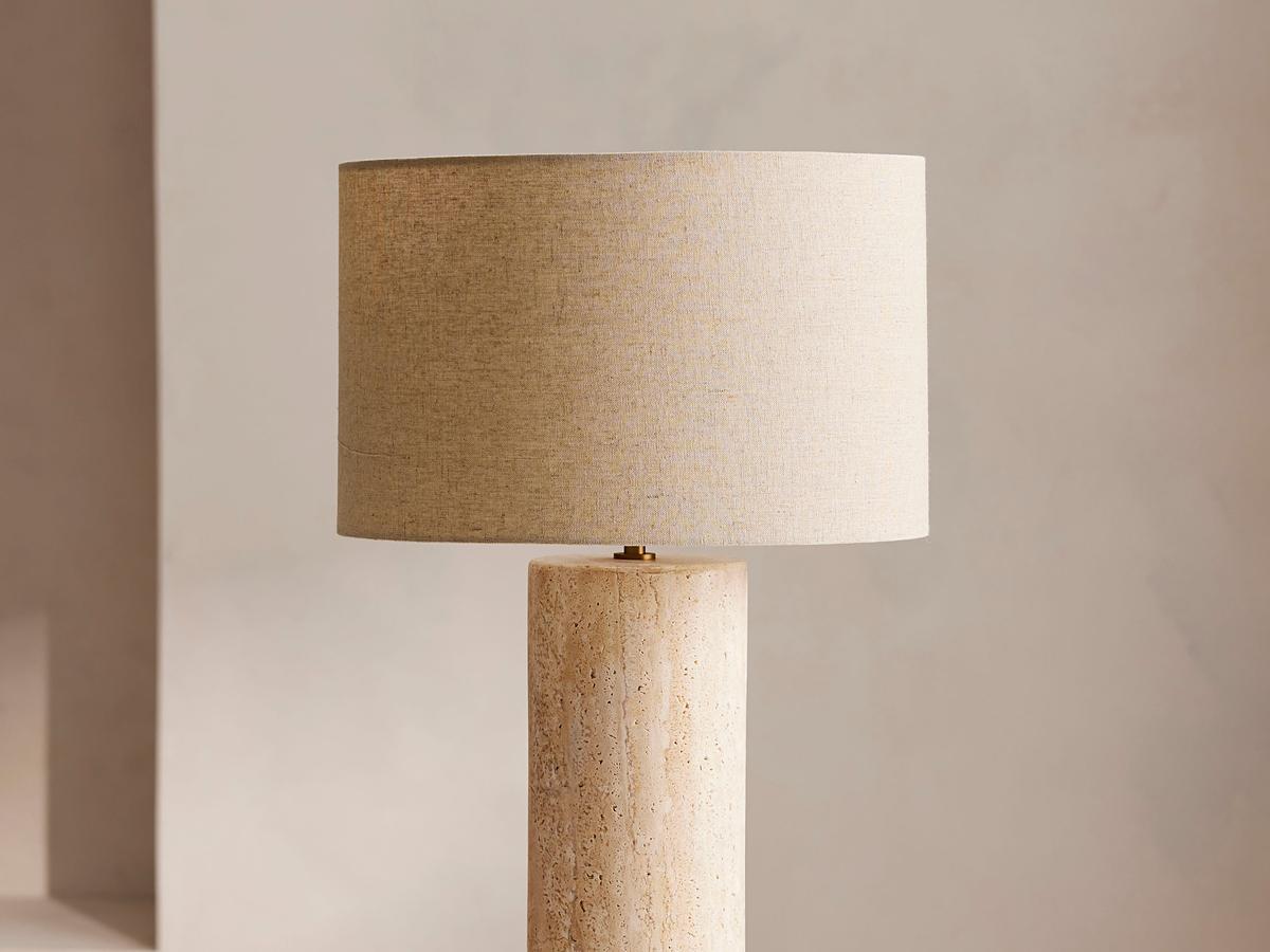 Remi Stone Table Lamp, Cream, US - Soho Home