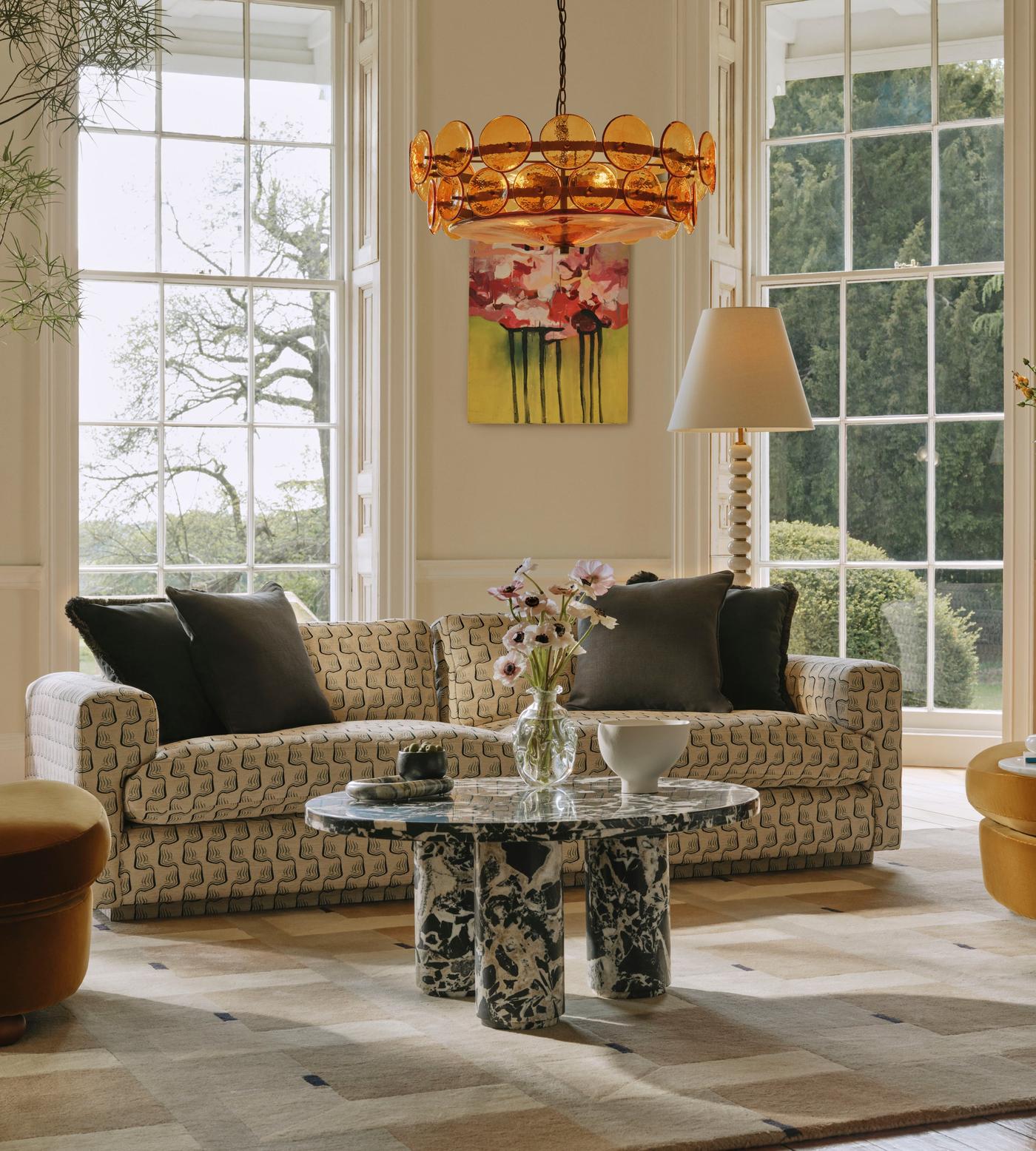 Tisbury Coffee Table, Noir Grande Marble