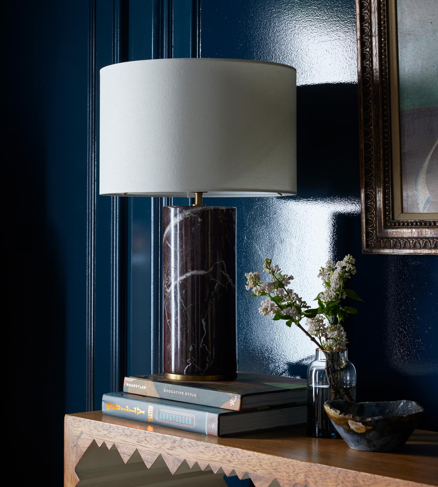 Remi Marble Table Lamp, Red, US