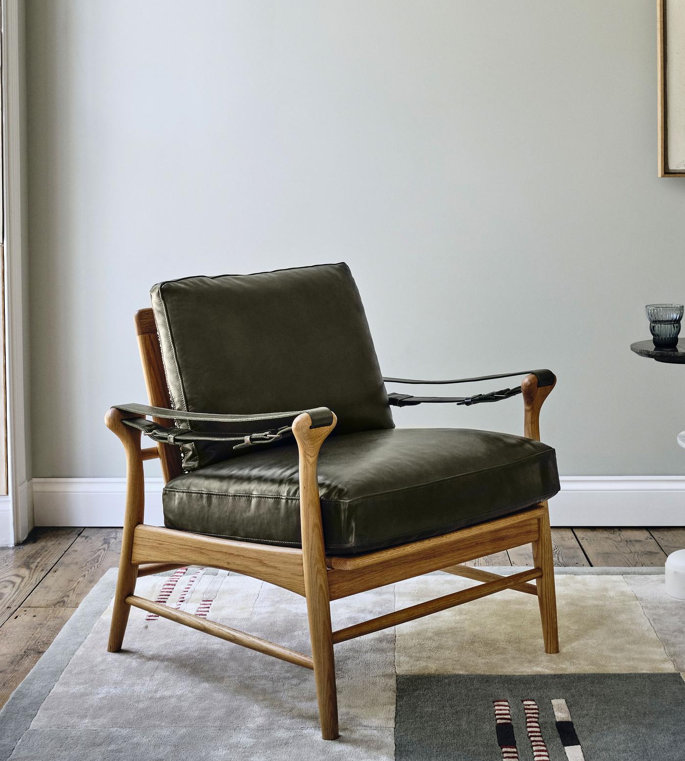 Campden Arm Chair in Avocado Leather | Arm Chairs | Soho Home