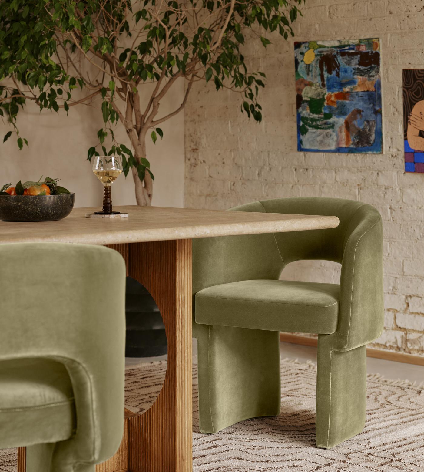 Morrell Dining Chair, Velvet, Lichen, US