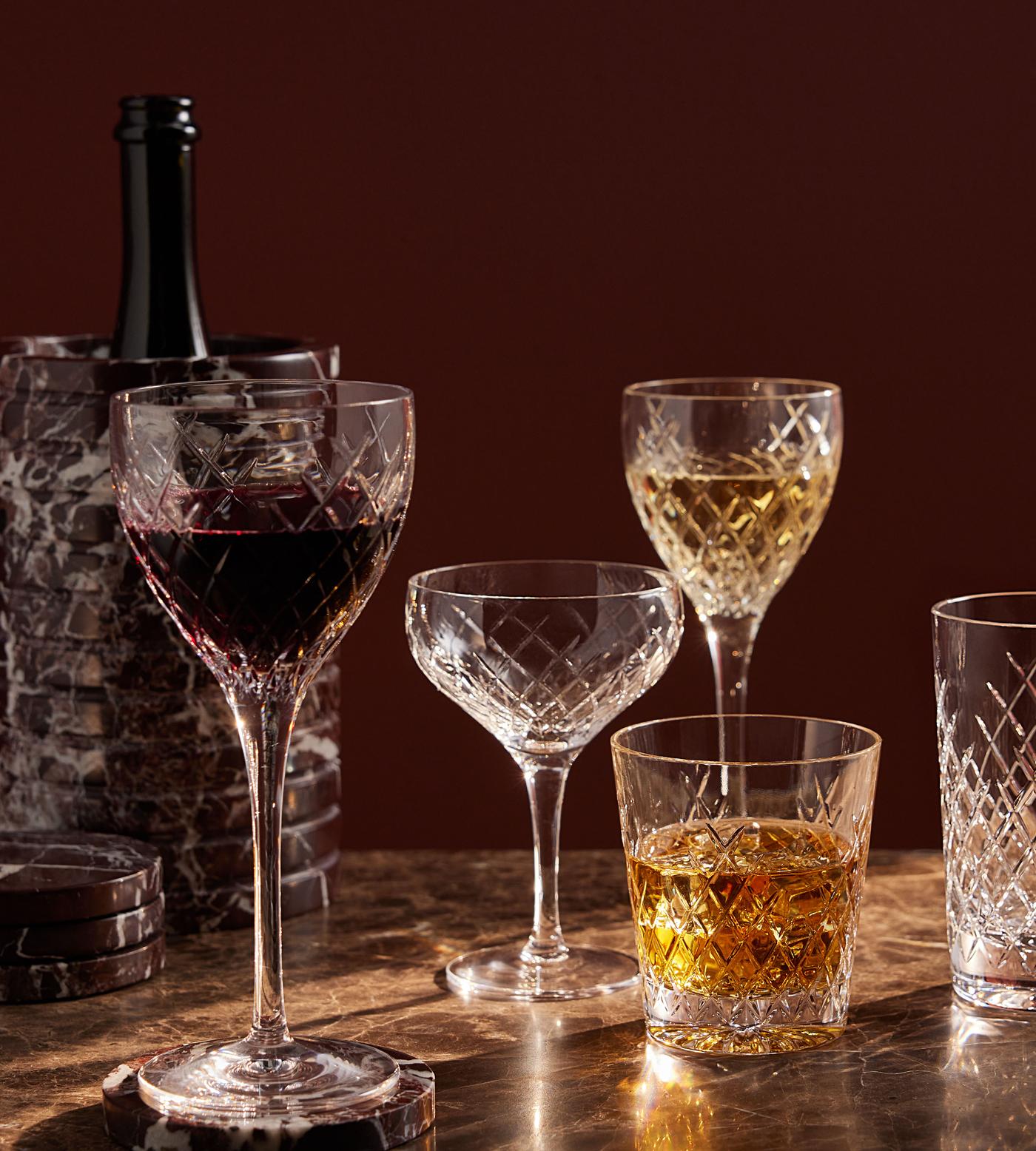 Barwell Cut Crystal Rocks Glass, Set of Four