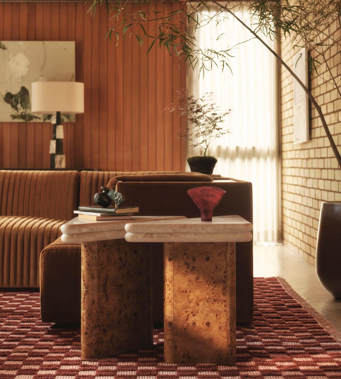 Gia Side Table Set, Roya Diana Marble