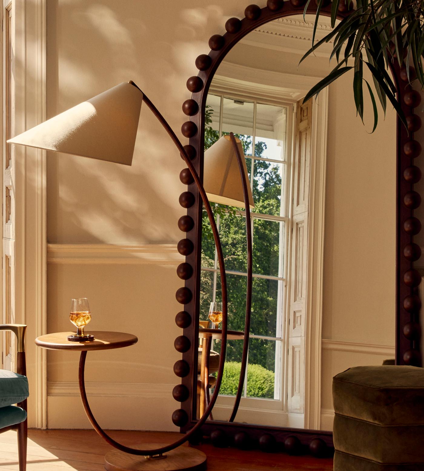 Emilia Bobbin Floor Mirror, Dark Ash