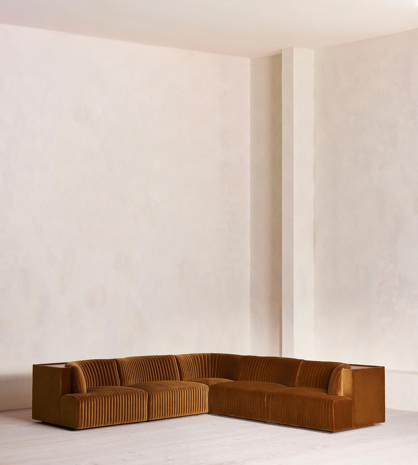 Hamish Modular Sofa, Corner Sofa, Velvet, Mustard