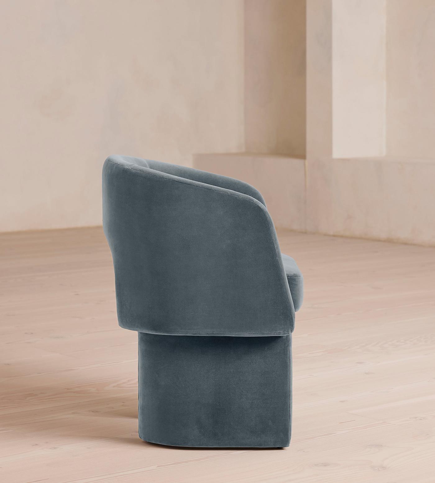 Morrell Dining Chair, Velvet, Grey Blue, US