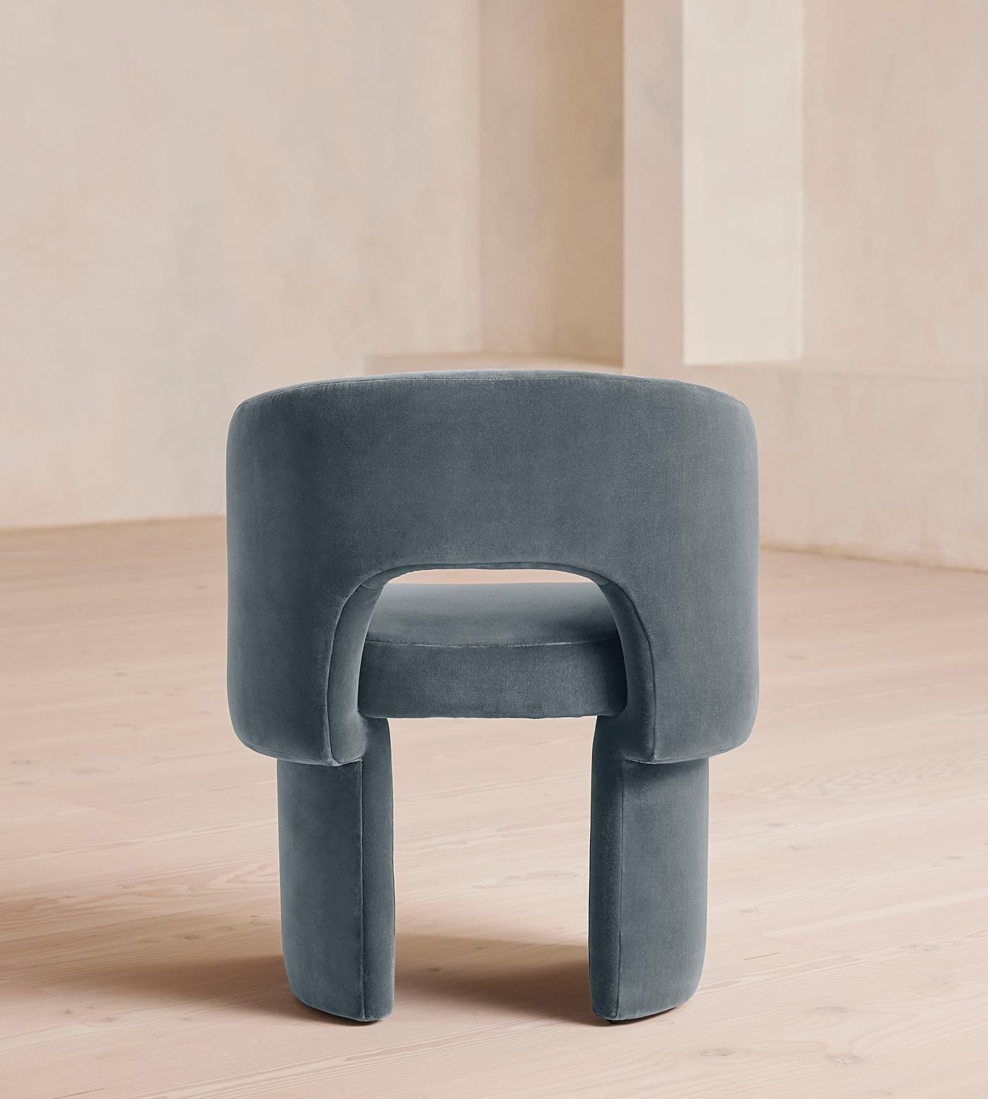 Morrell Dining Chair, Velvet, Grey Blue