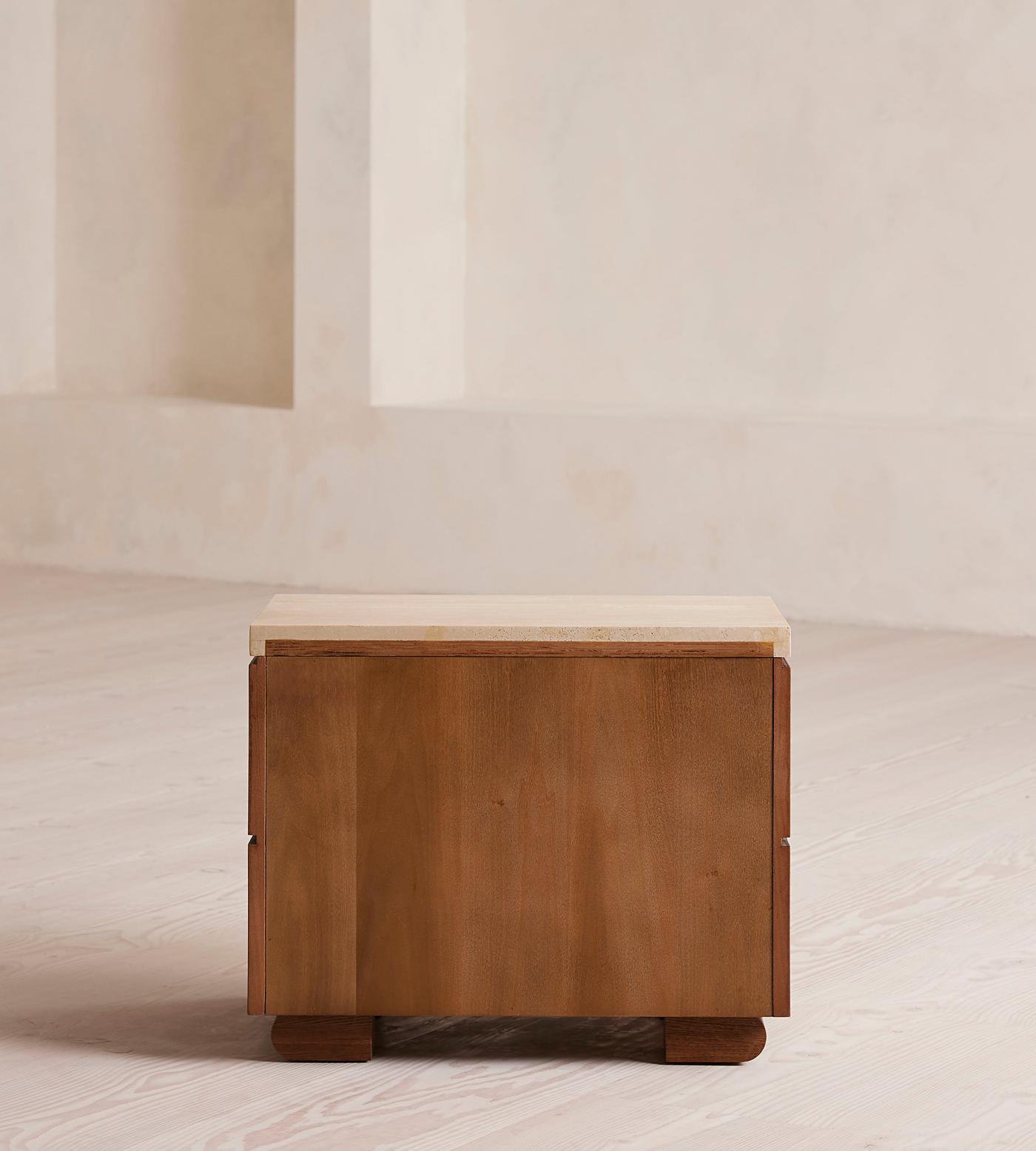 Athens Bedside Table, Travertine