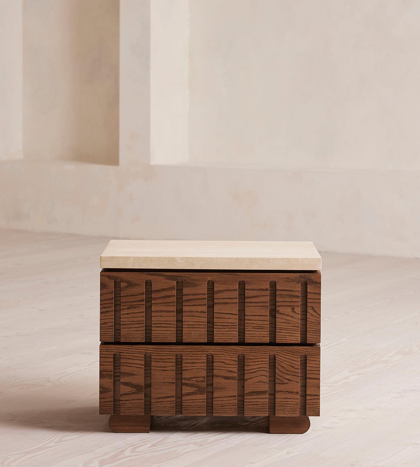 Athens Bedside Table, Travertine