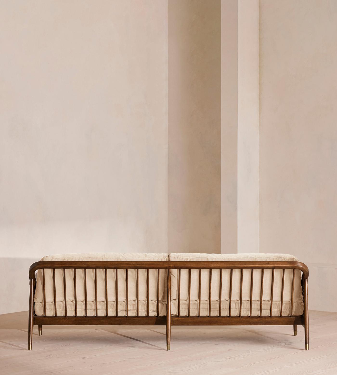 Atlanta Four Seater Sofa, Velvet, Porcelain
