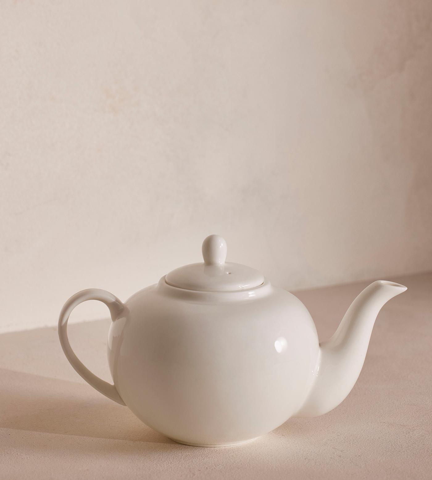 House Teapot Small, Bone China, White