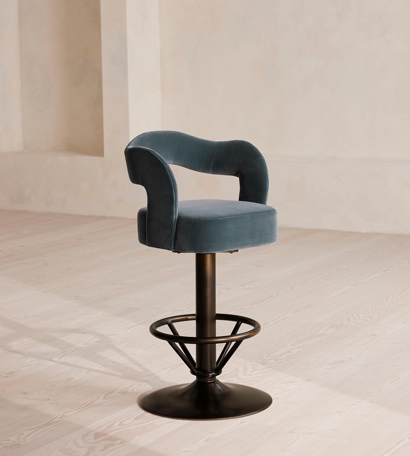 Rory Barstool, Velvet, Grey Blue, US