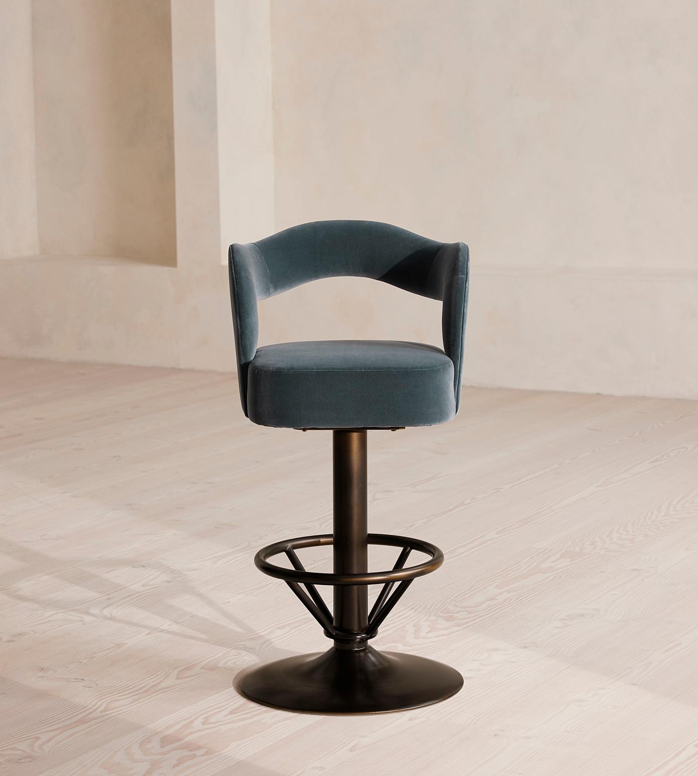 Rory Barstool, Velvet, Grey Blue, US