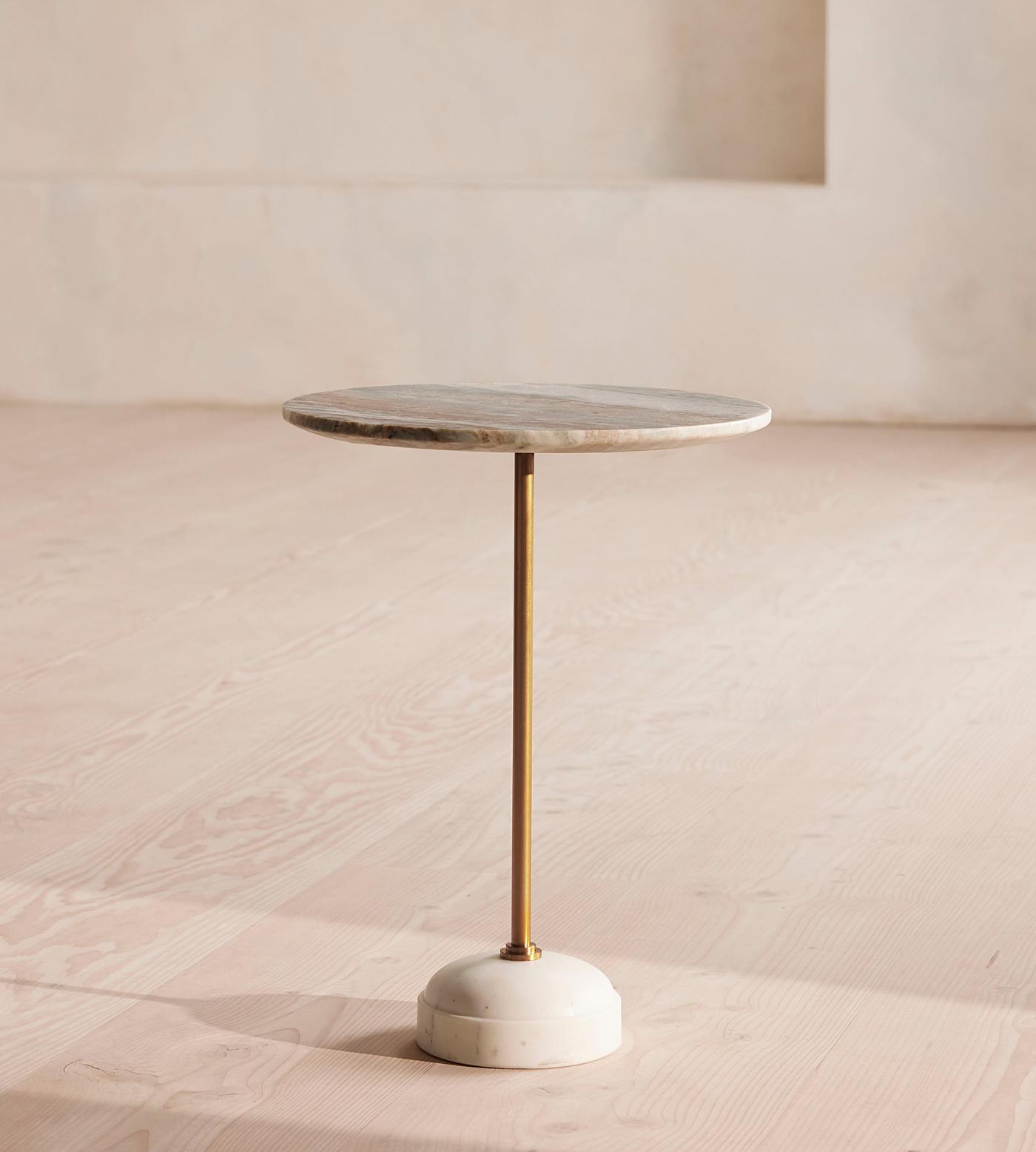 Fleet Side Table, Medium, Terra Bianca Marble