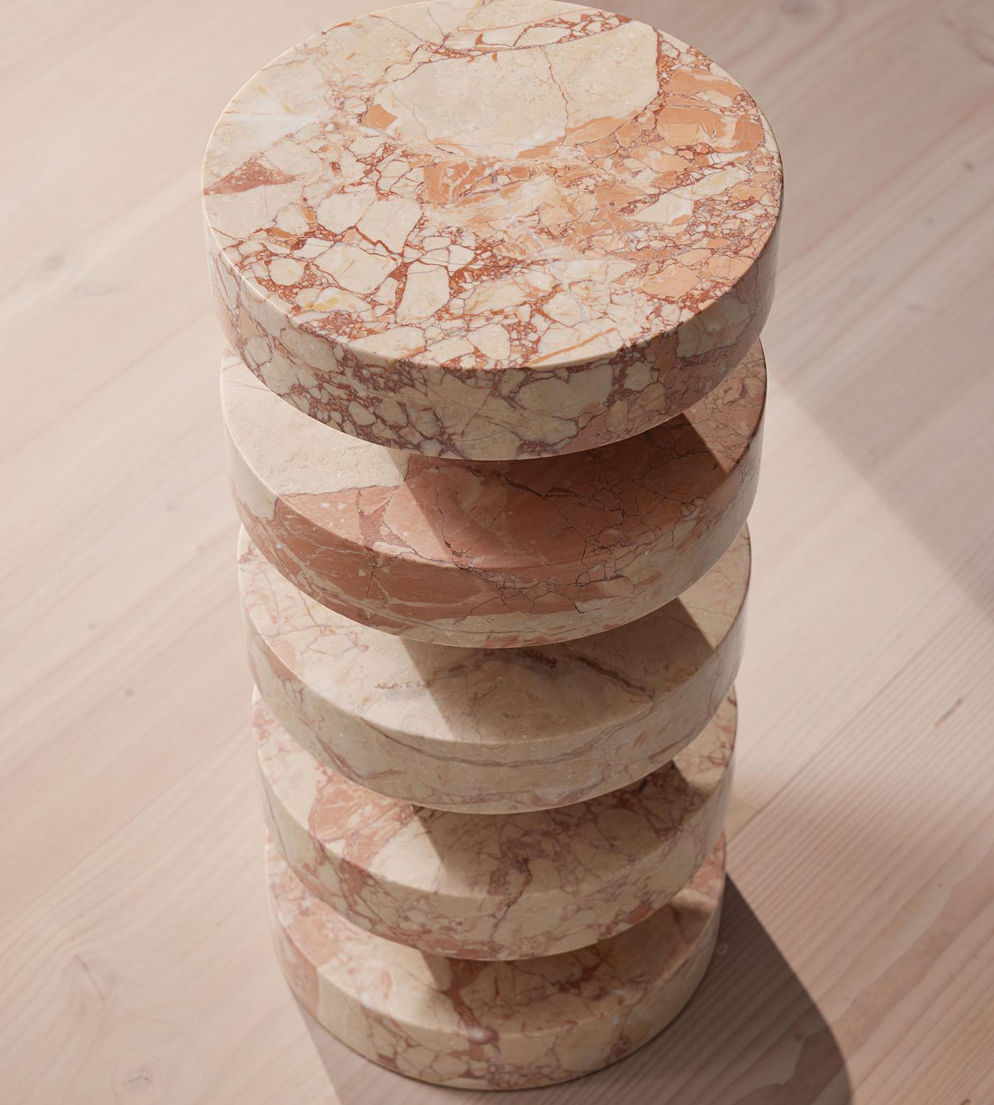 Nelson Side Table, Breccia Pernice Marble