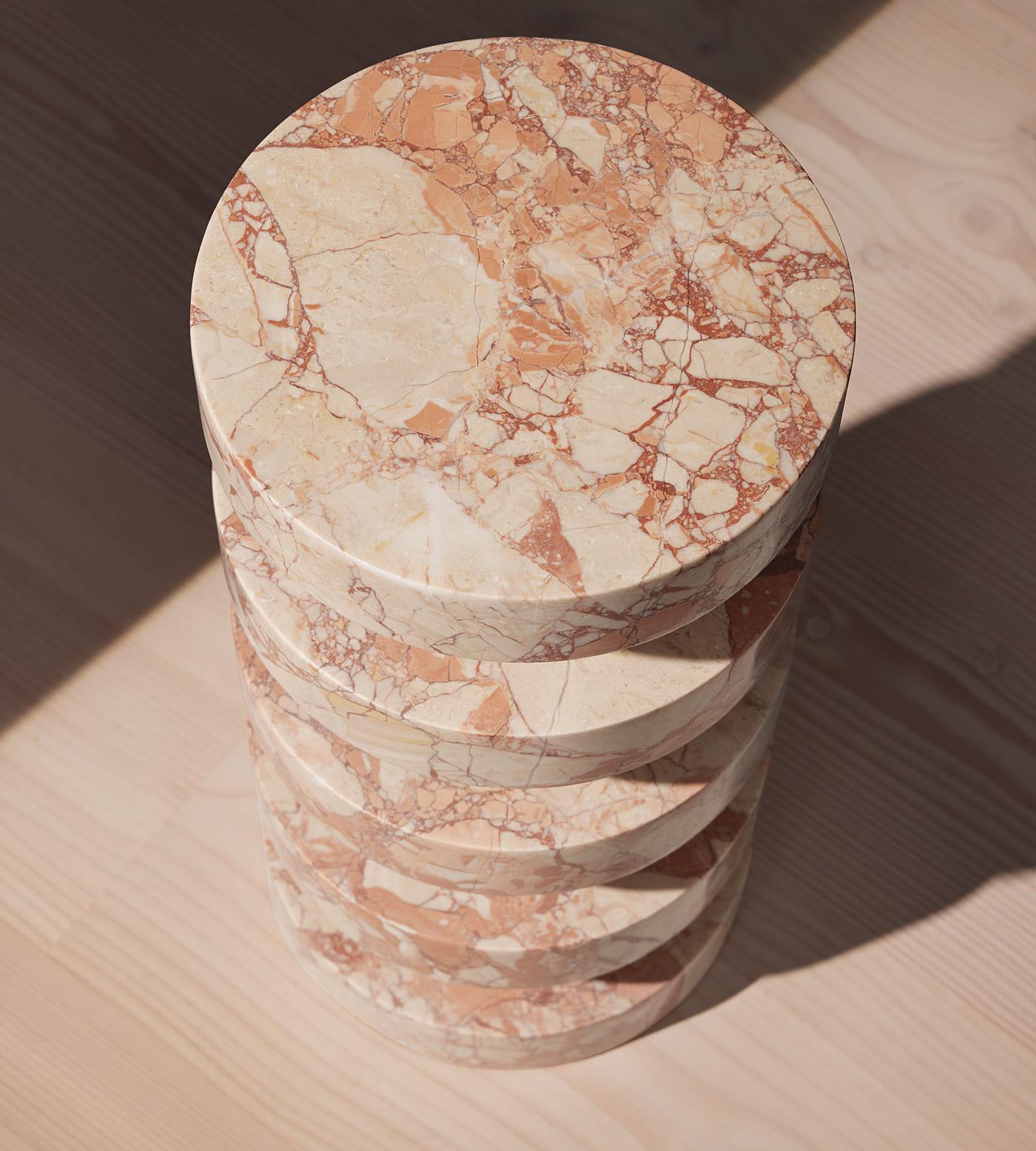Nelson Side Table, Breccia Pernice Marble