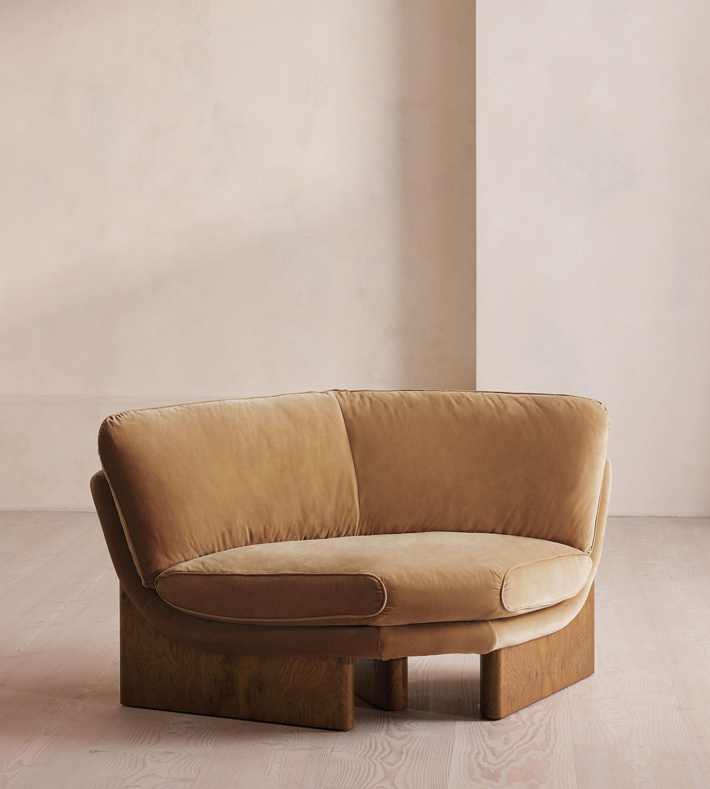 Tellis Corner Chair, Velvet, Camel, UK