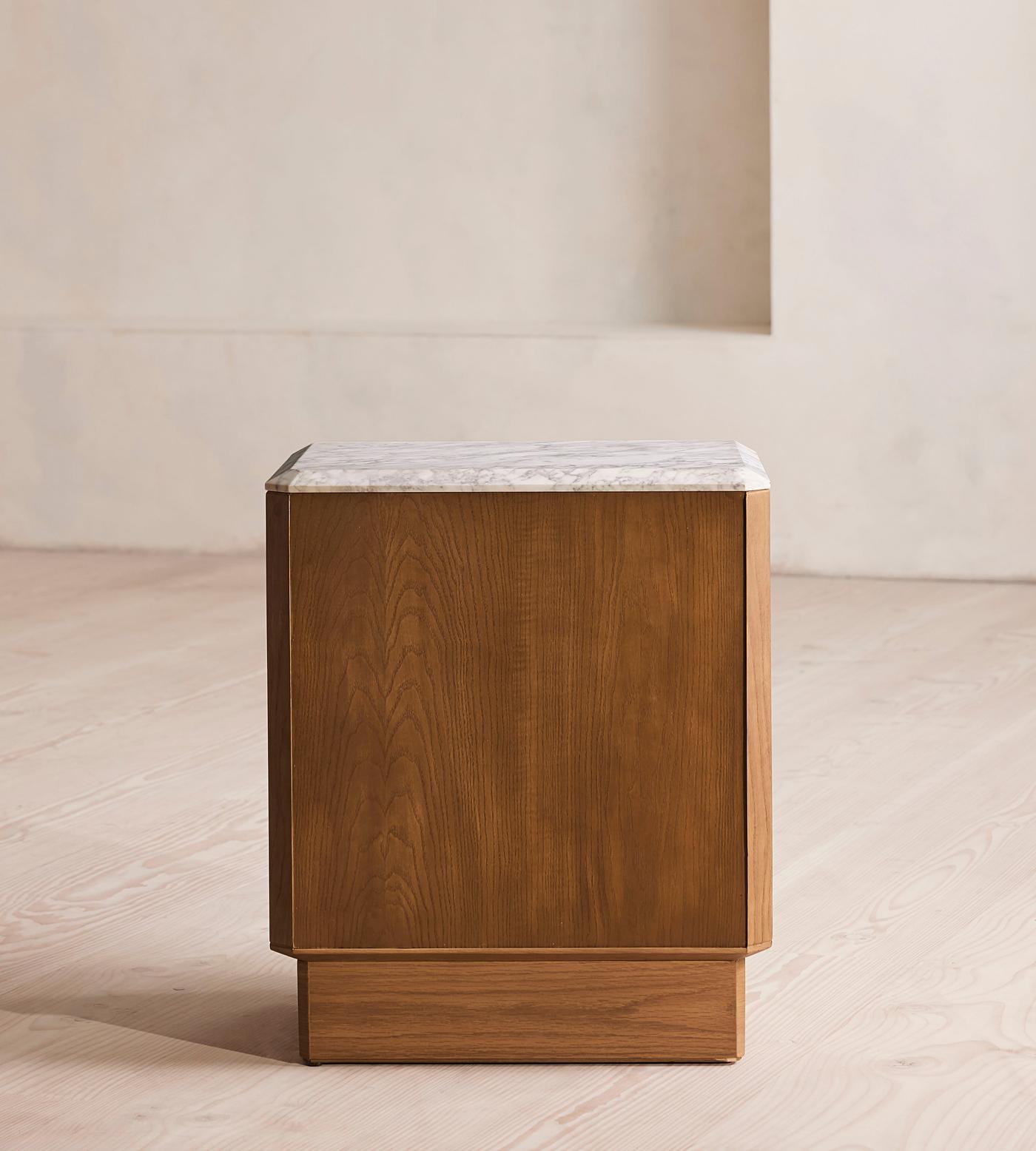 Marius Bedside Table, Small, Arabescato Corchia Marble