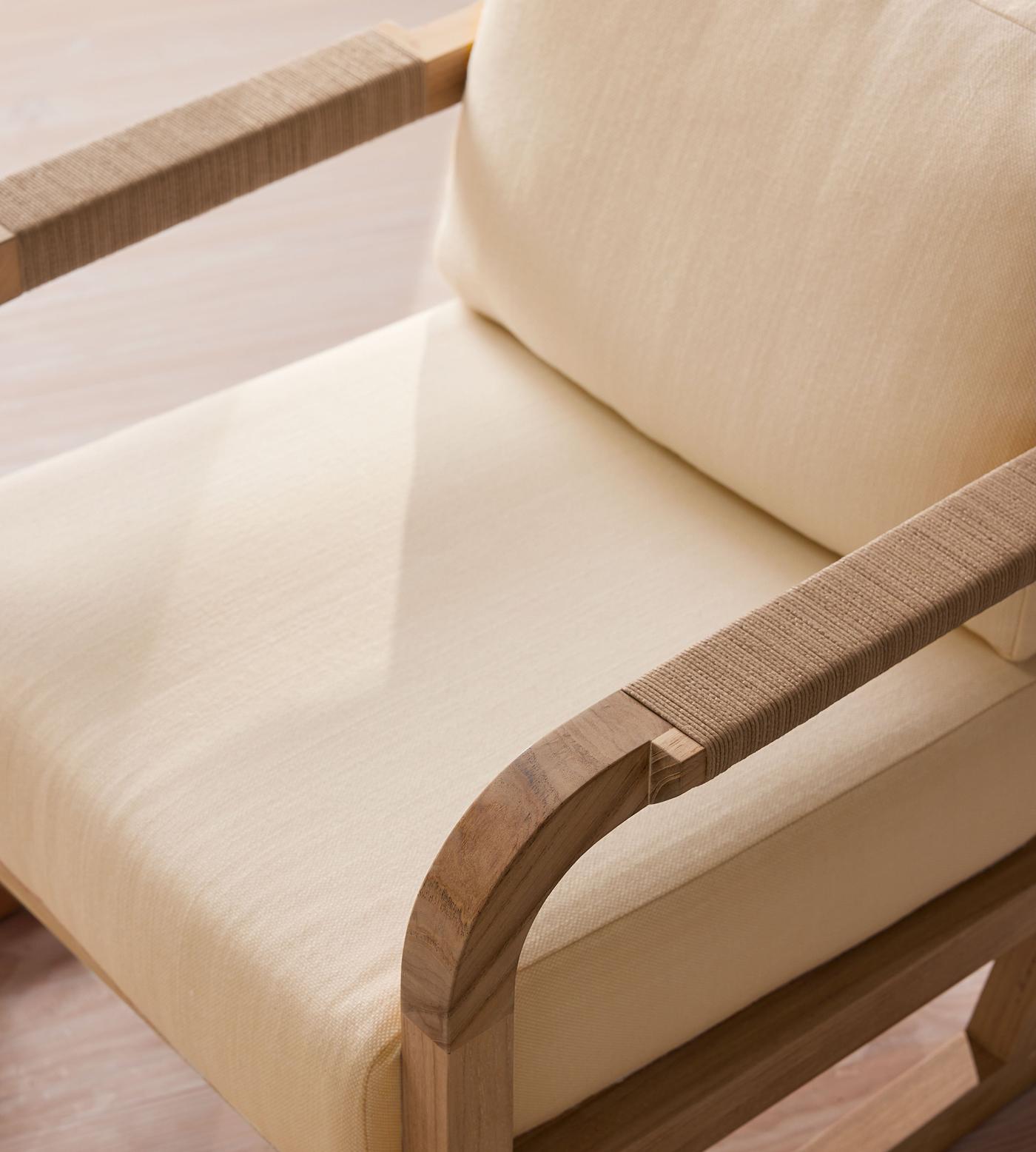Farmhouse Outdoor Armchair, Textured Weave, Natural