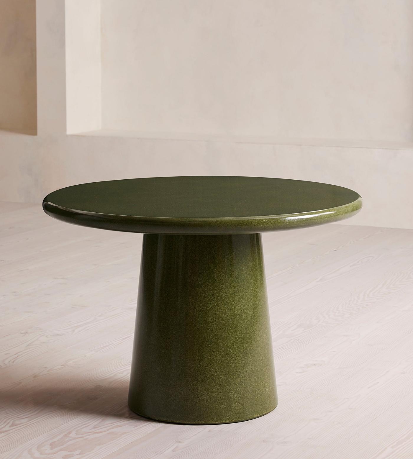 Reti Outdoor Dining Table, Glazed, Olive