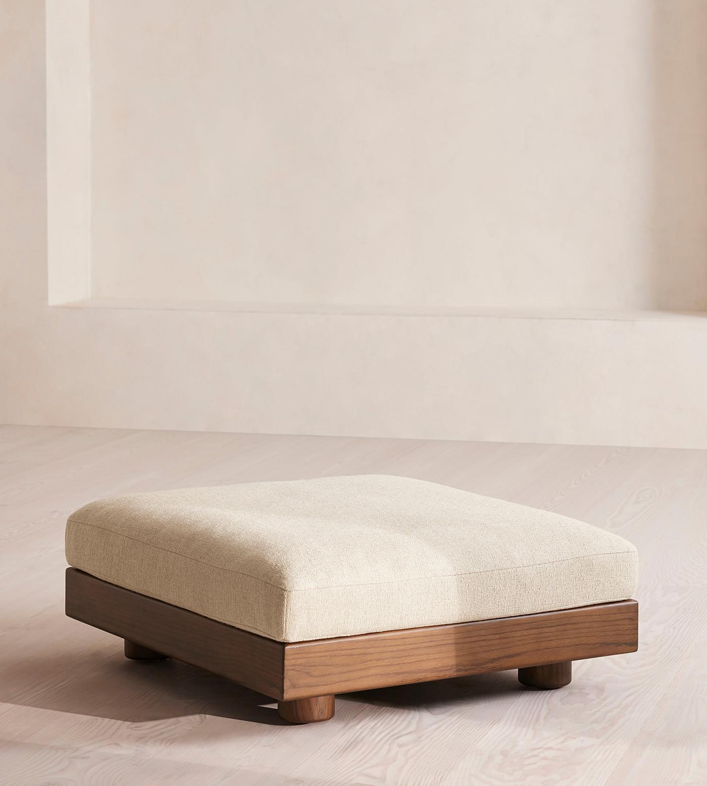 Truro Ottoman, Textured Linen, US
