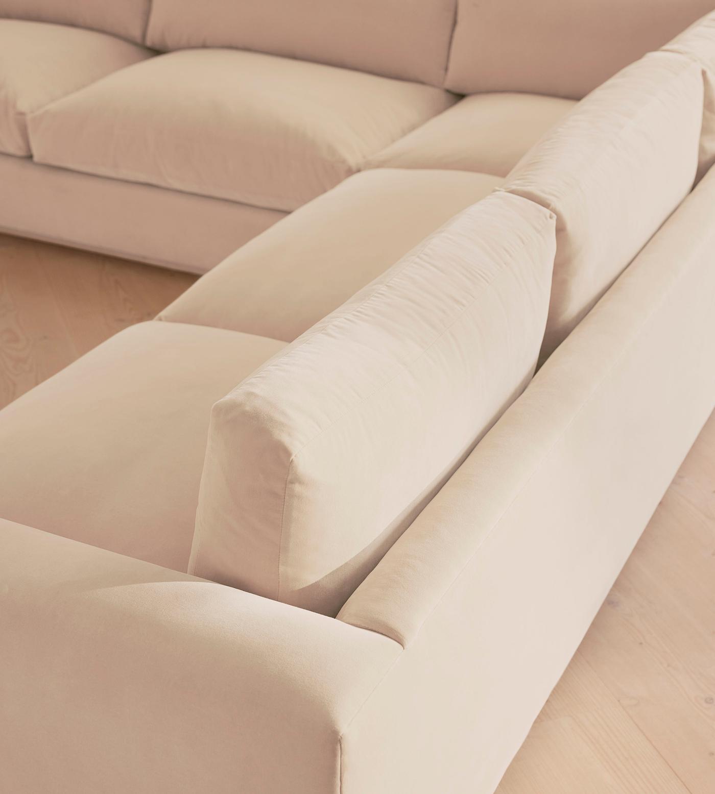 Mossley Corner Sofa, Velvet, Porcelain