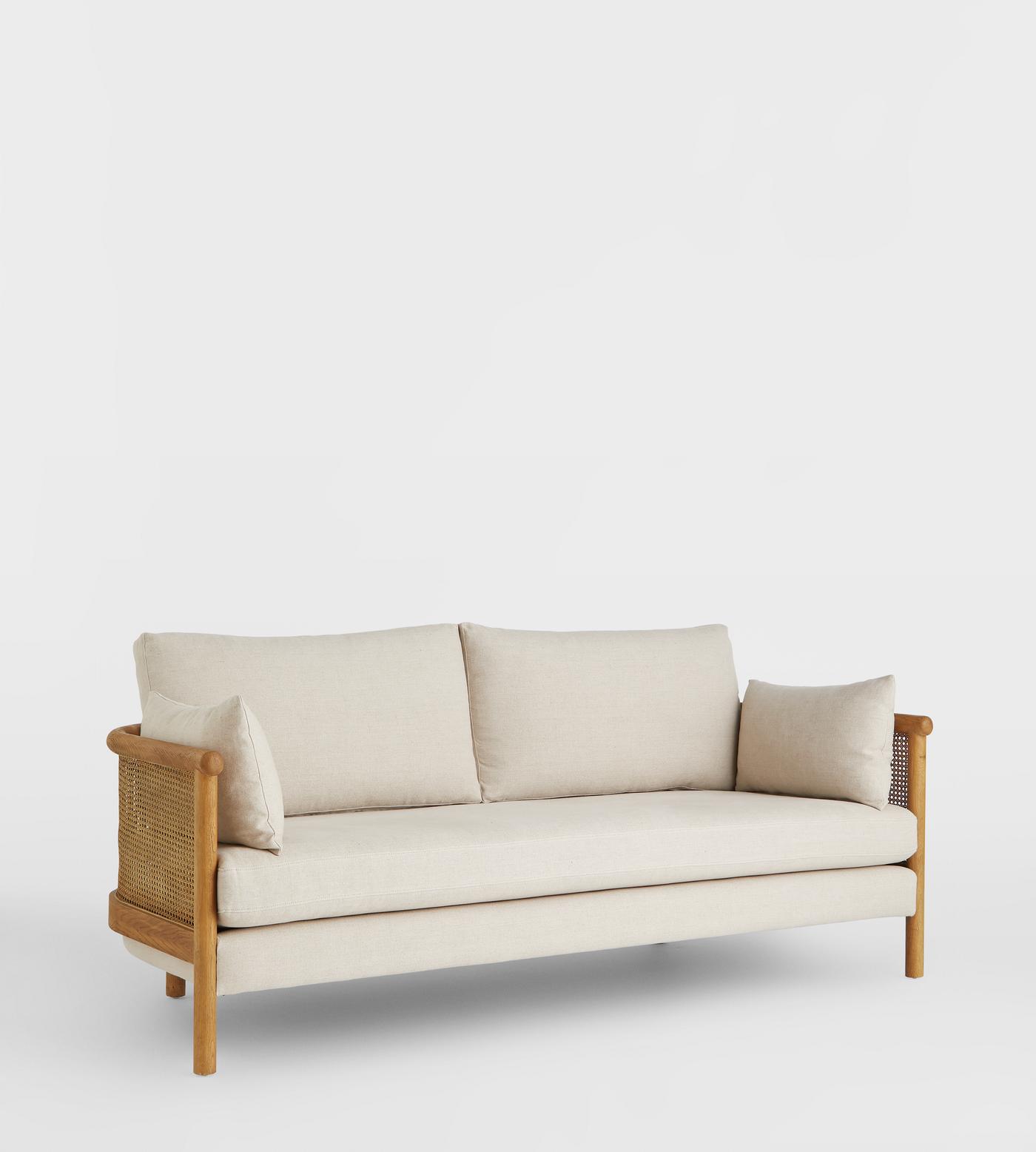 Sydney Cane Sofa, Washed Linen Flax, US