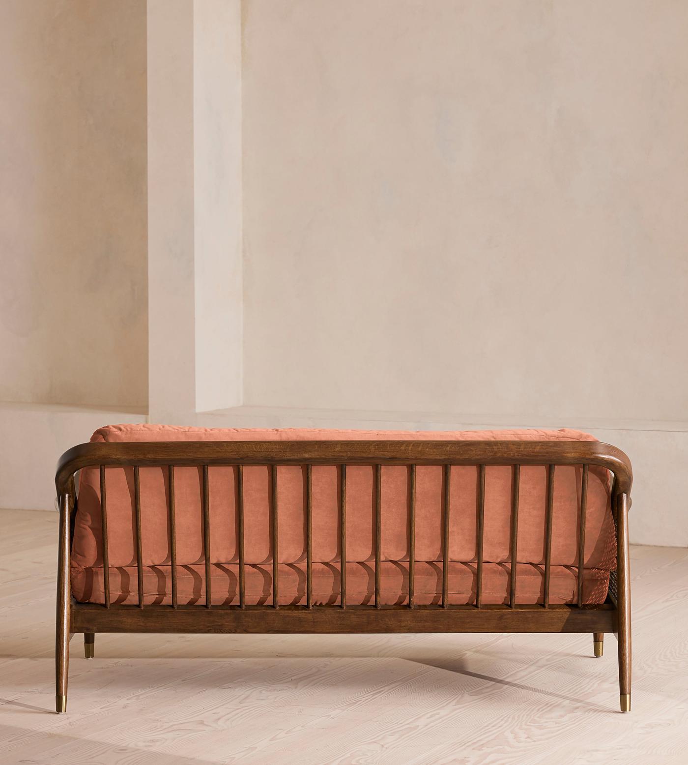 Atlanta Three Seater Sofa, Velvet, Antique Rose