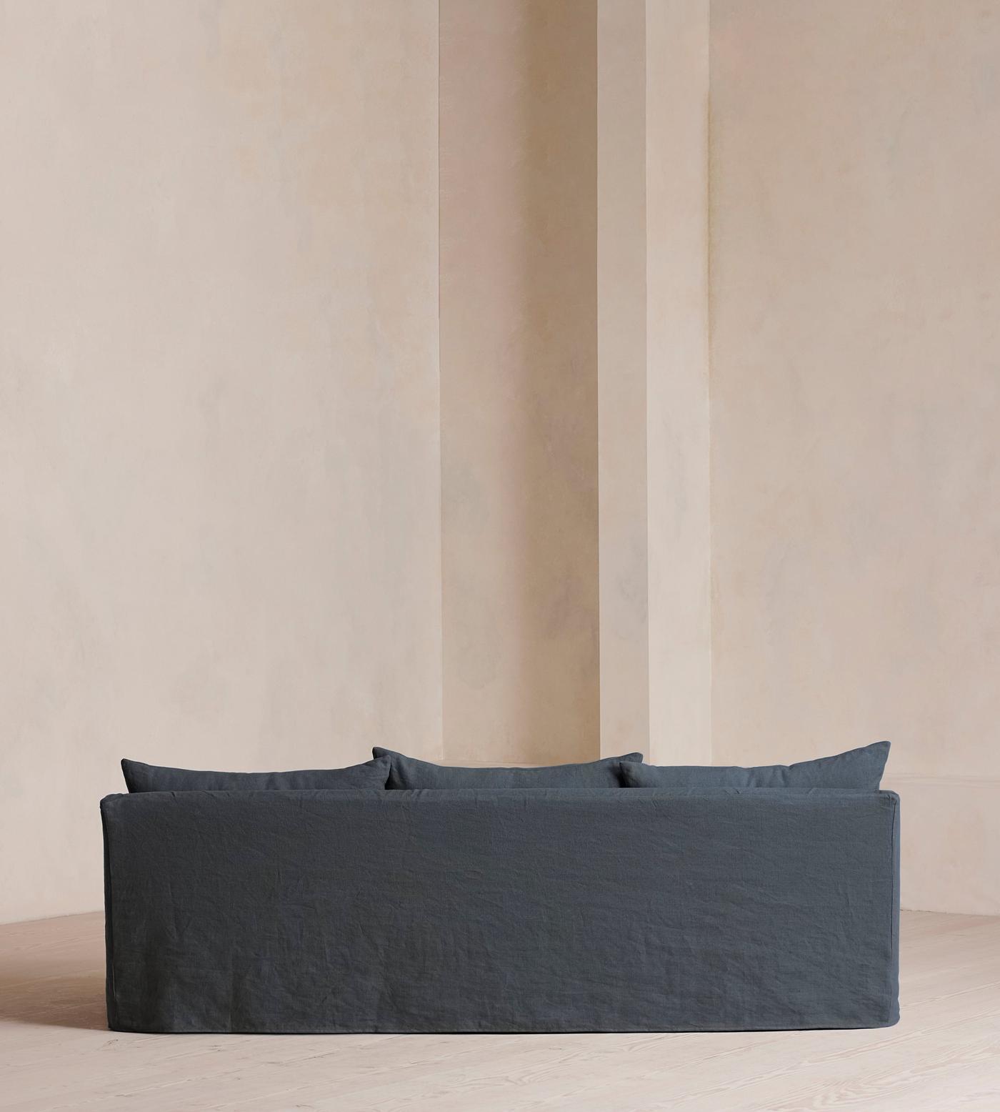 Roma Four Seater Sofa, Linen, Prussian Blue, US