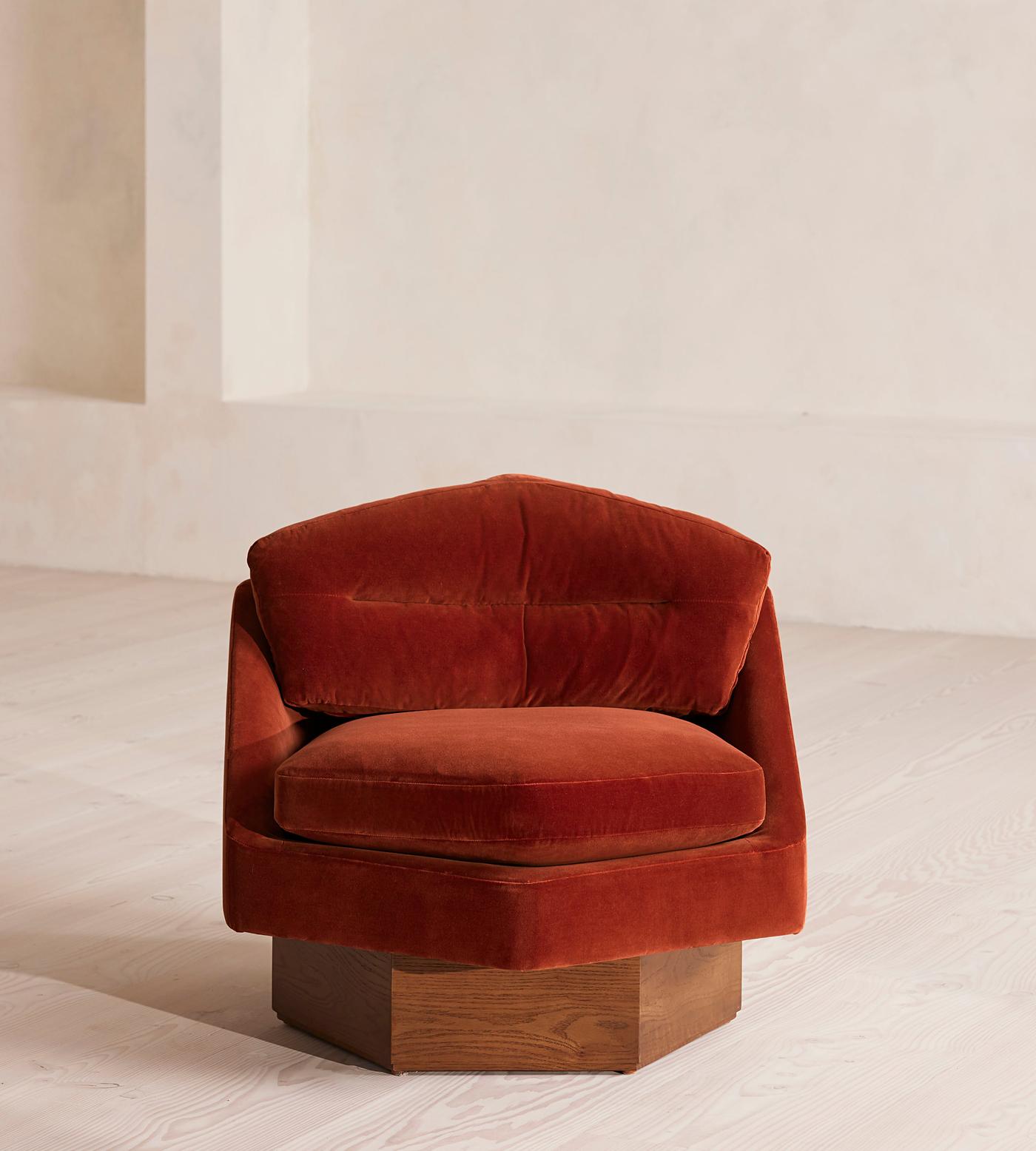 Mila Armchair, Rust, Velvet, US