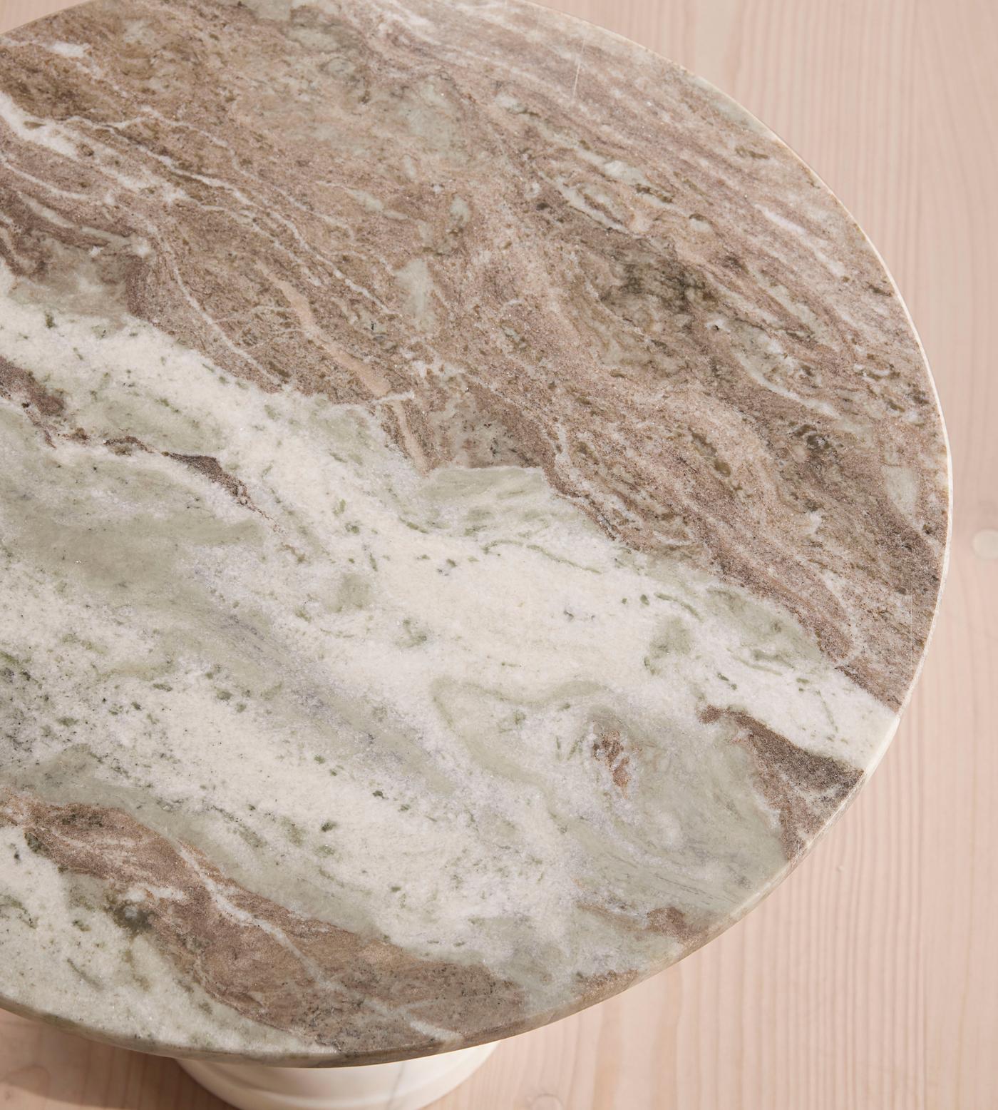 Fleet Side Table, Large/Low, Terra Bianca Marble