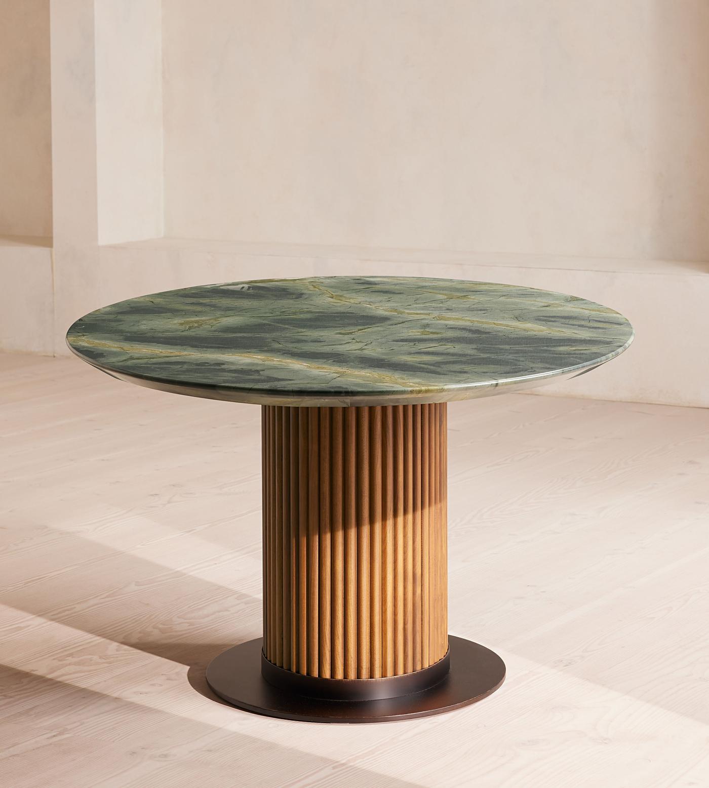 Murcell Oval Dining Table, Brazilian Green Marble