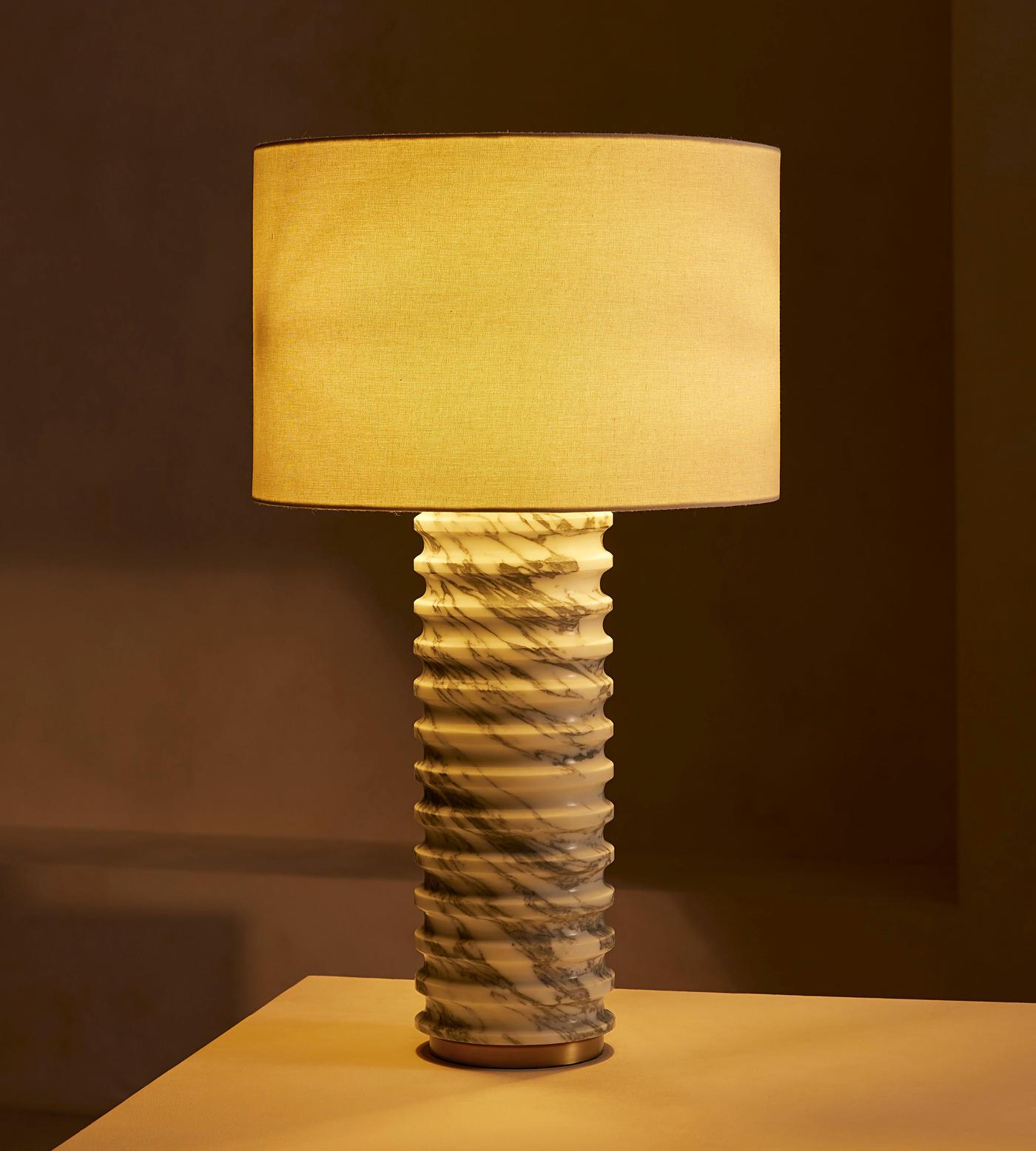 Casper Table Lamp, Arabescato Corchia, US