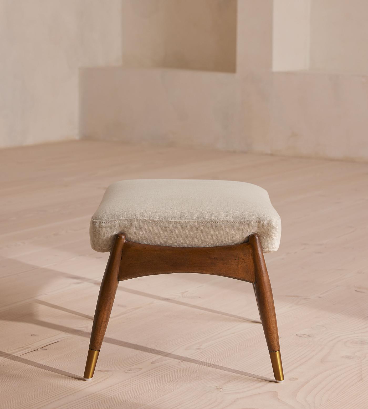 Theodore Footstool, Linen, Natural