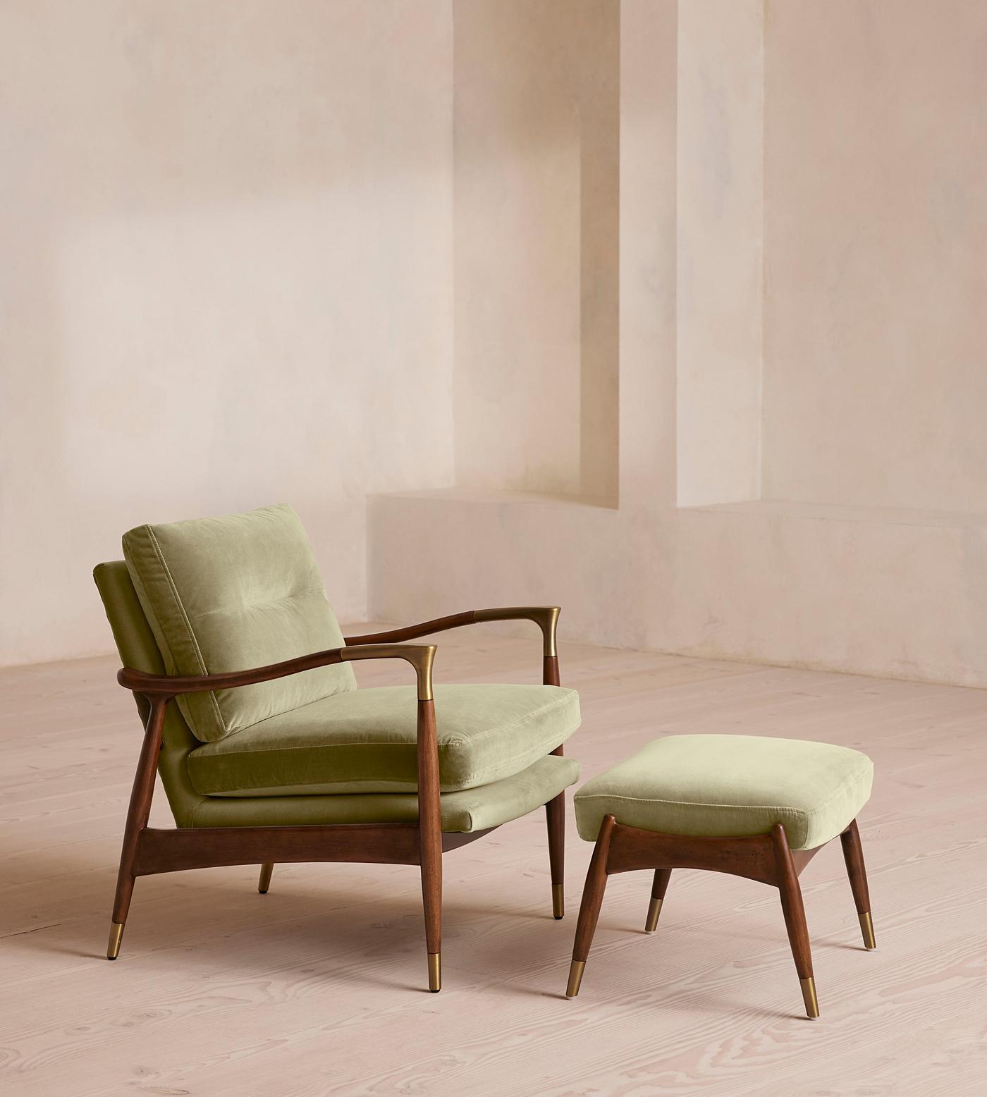 Theodore Armchair, Velvet, Lichen