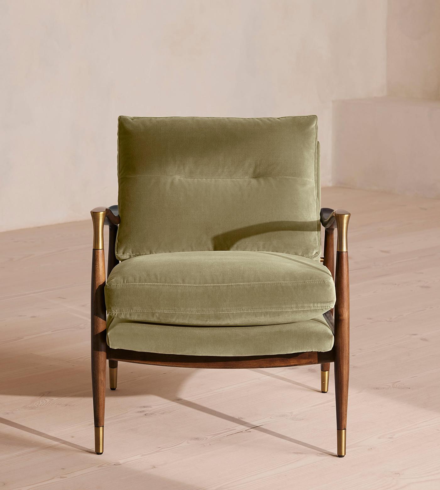 Theodore Armchair, Velvet, Lichen