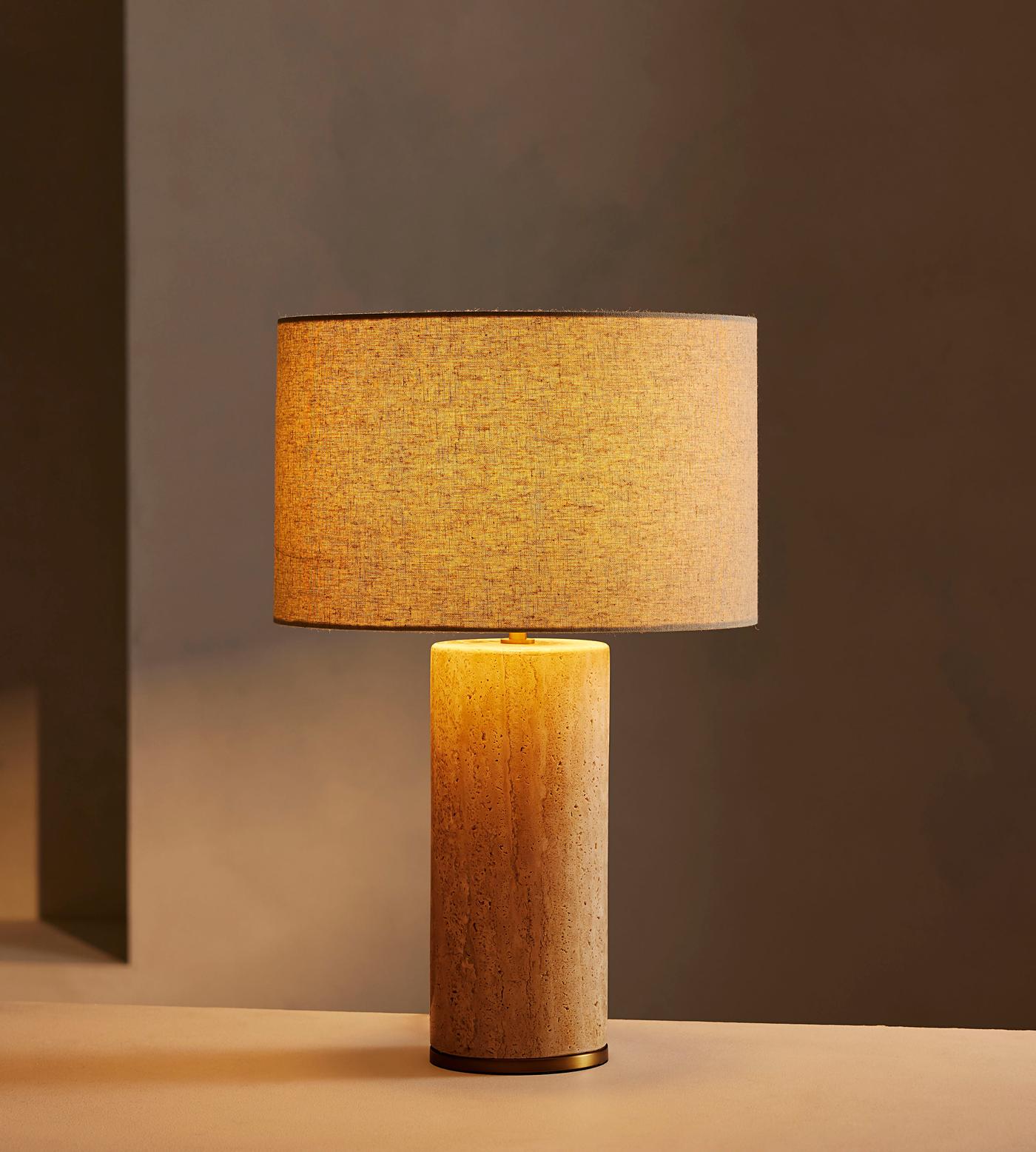 Remi Stone Table Lamp, Cream, US