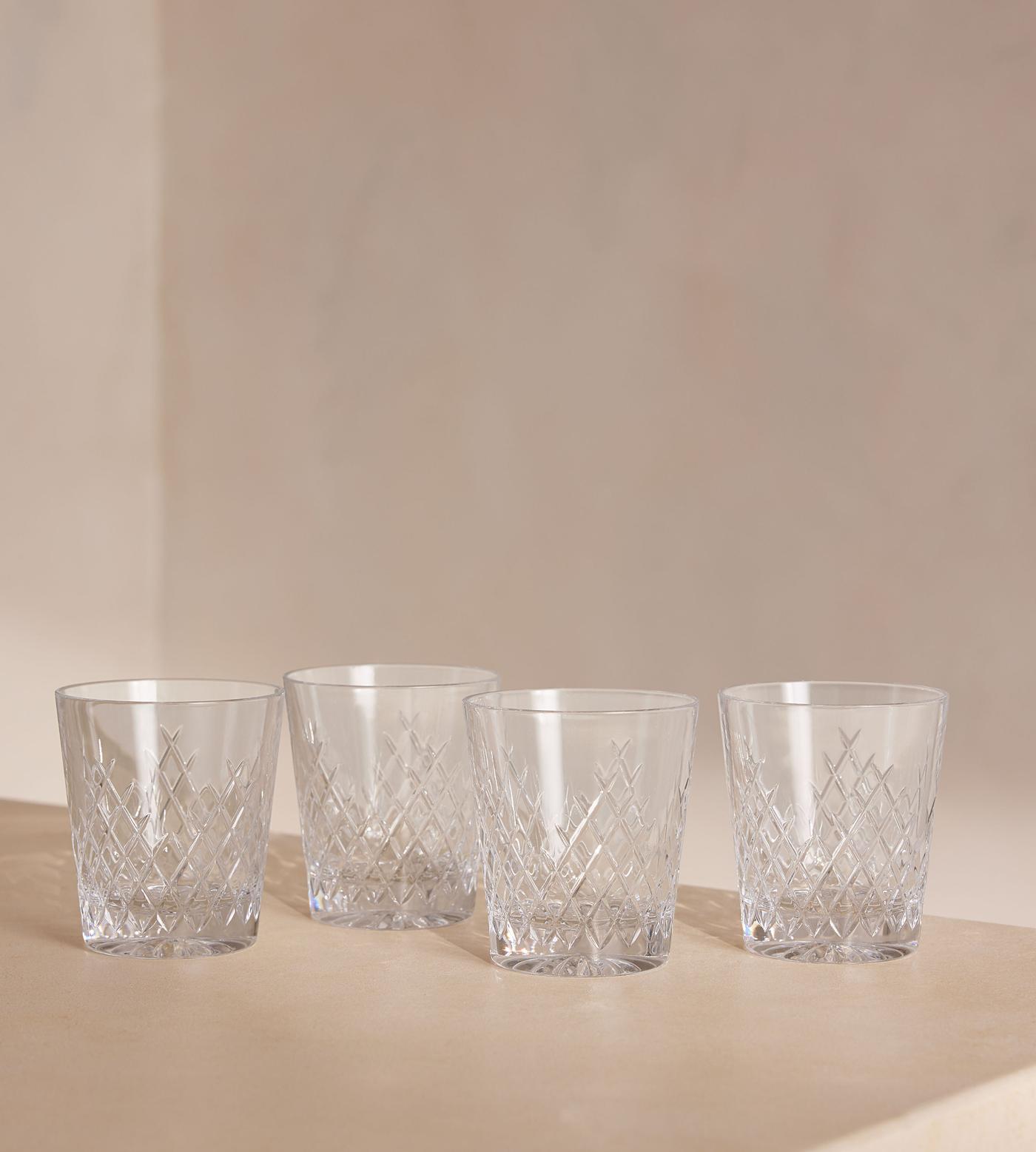 Barwell Cut Crystal Rocks Glass, Set of Four