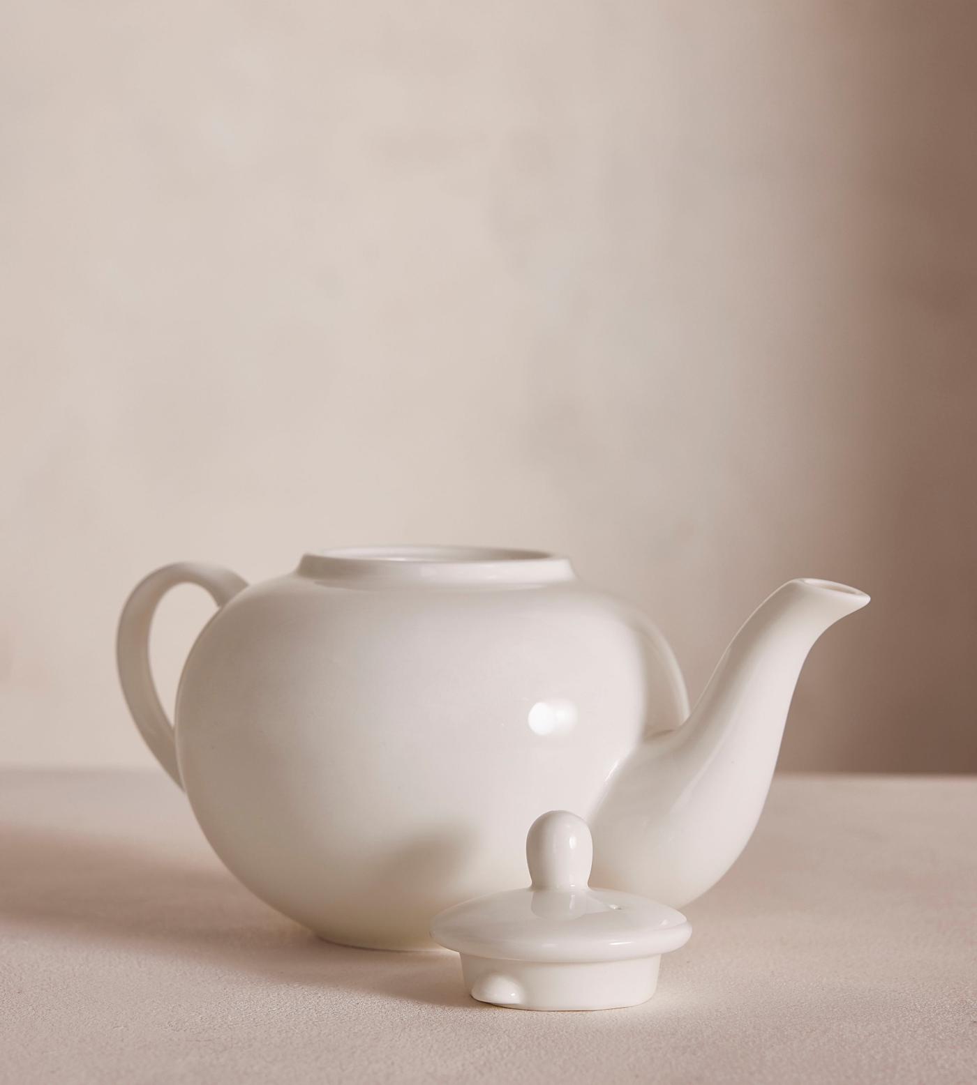 House Teapot Small, Bone China, White