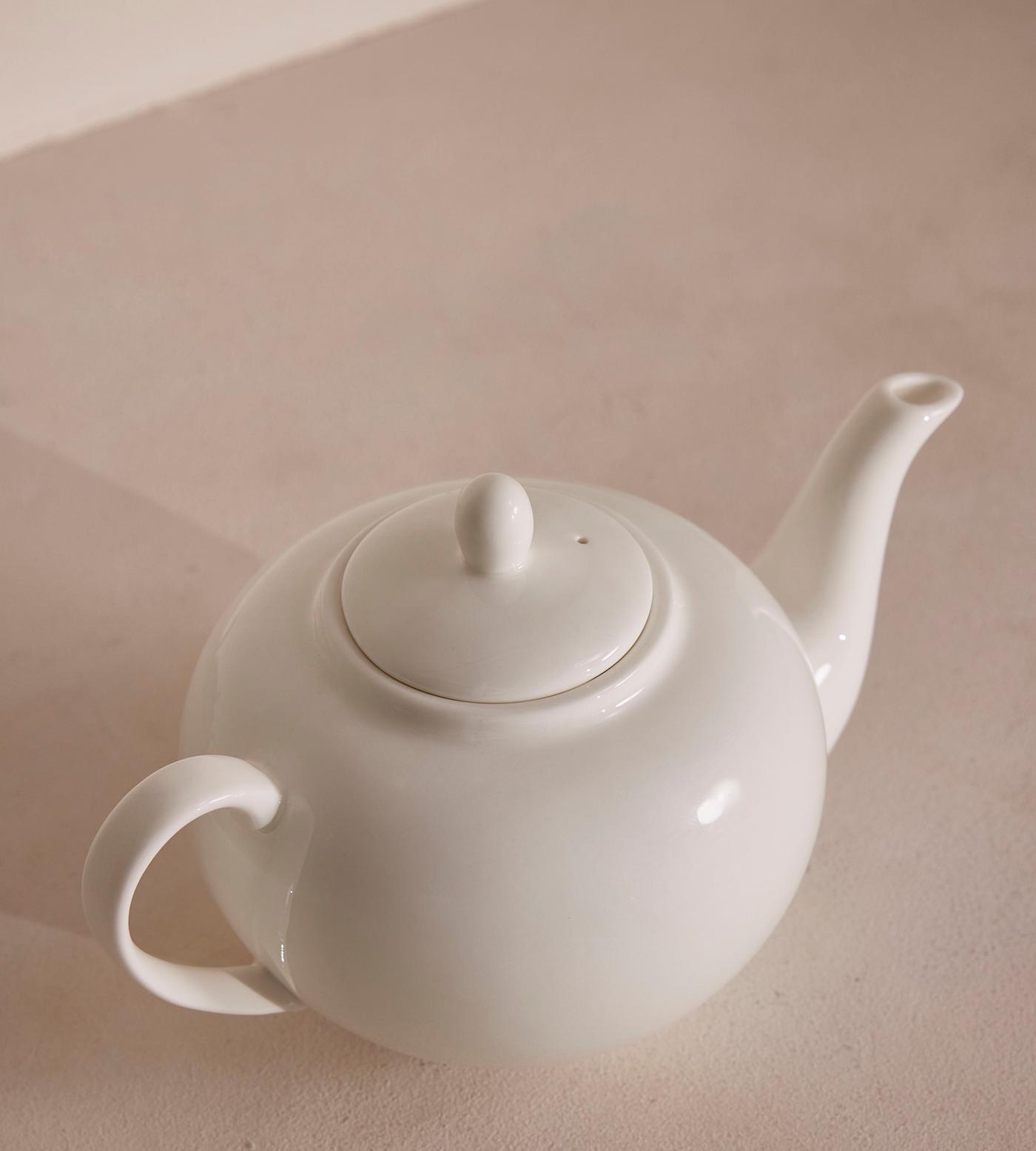 House Teapot Small, Bone China, White