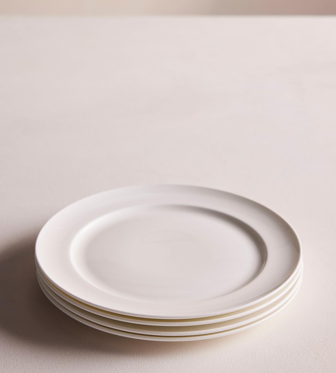 House Starter Plate, Bone China, White, Set of Four