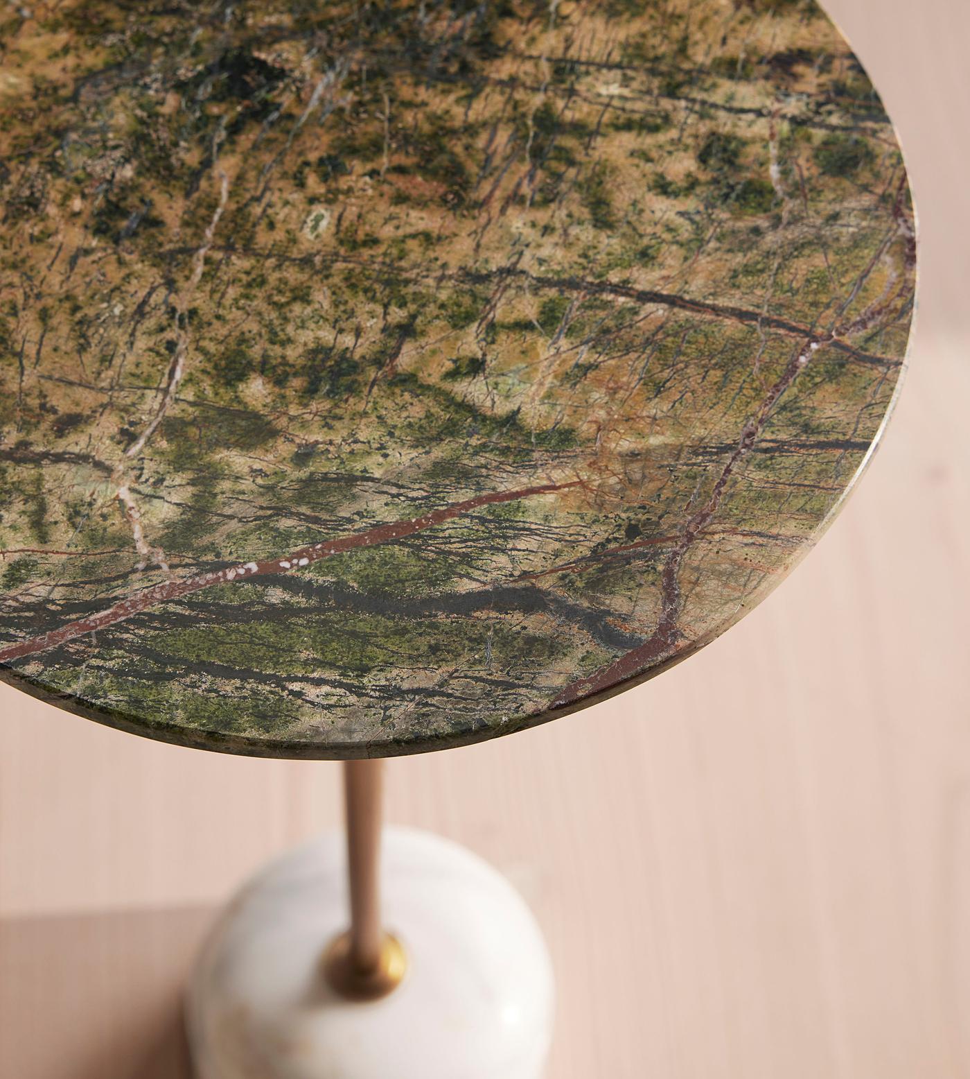 Fleet Side Table, Small, Verde Bosque Marble