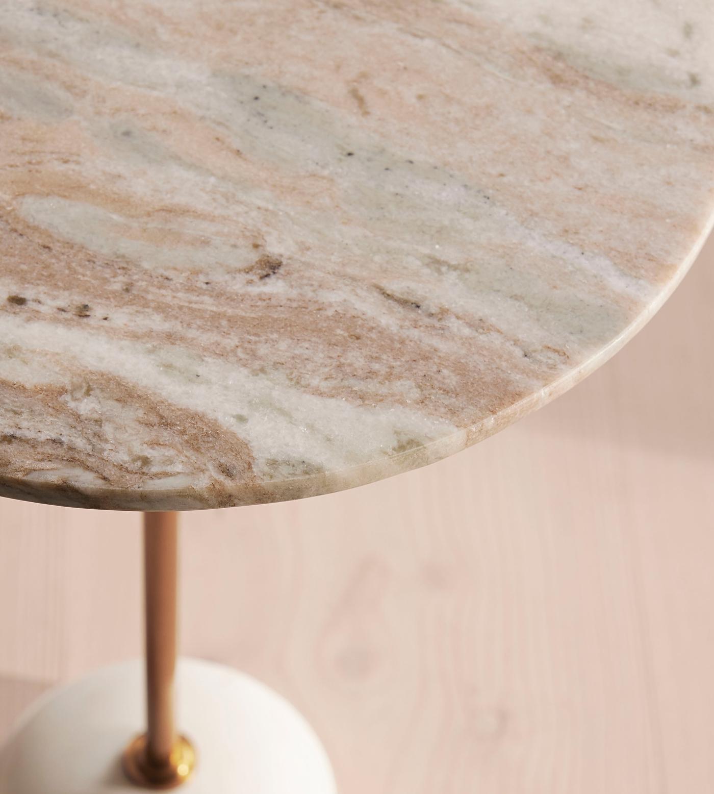 Fleet Side Table, Medium, Terra Bianca Marble