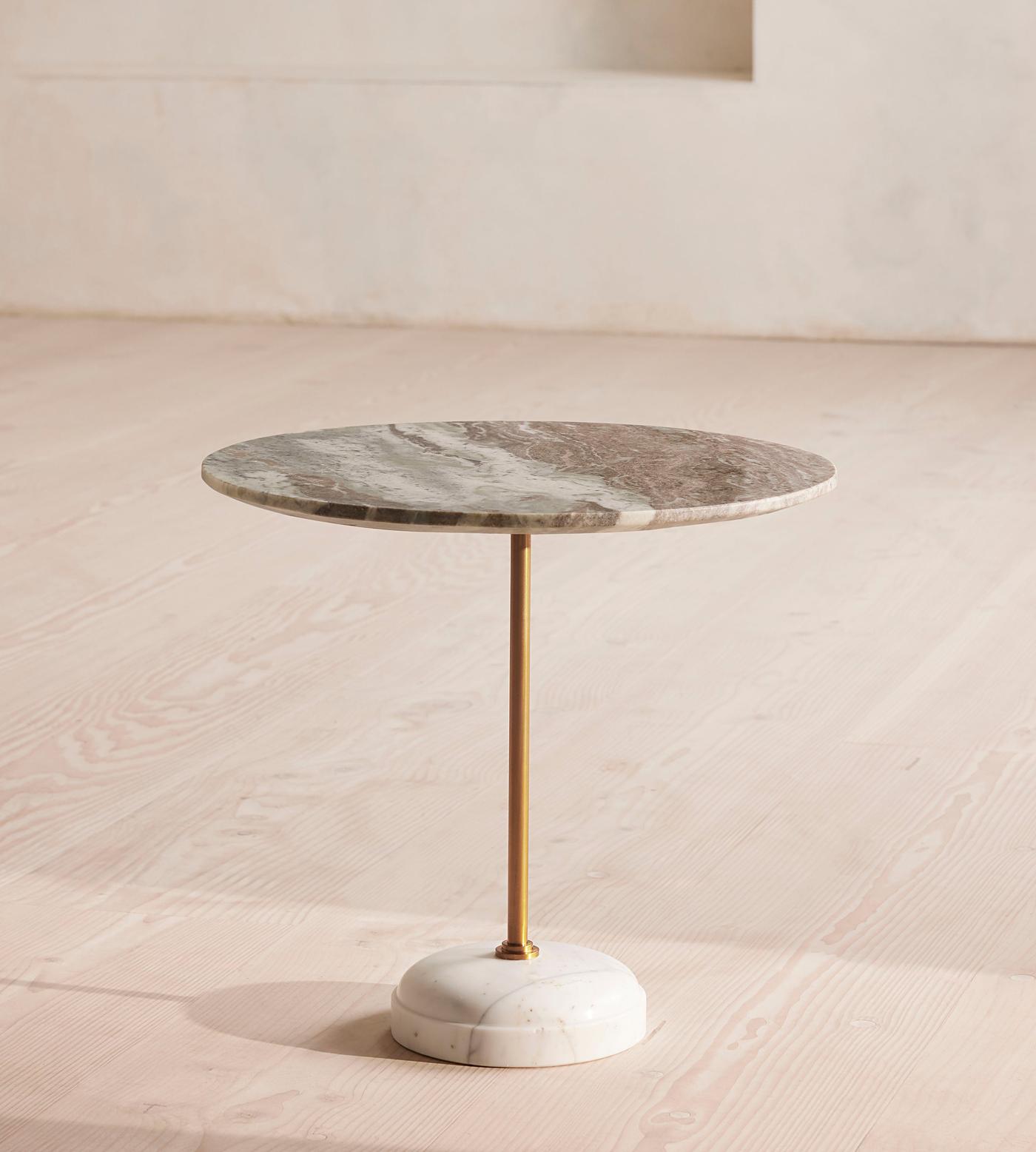 Fleet Side Table, Large, Terra Bianca Marble