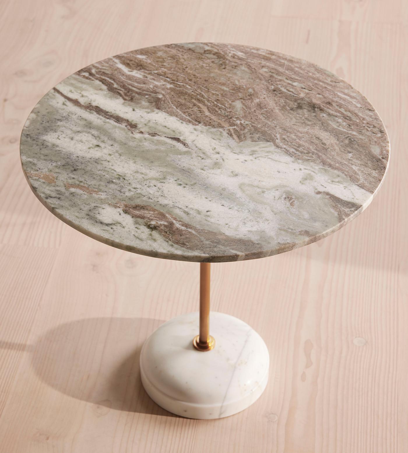 Fleet Side Table, Large, Terra Bianca Marble