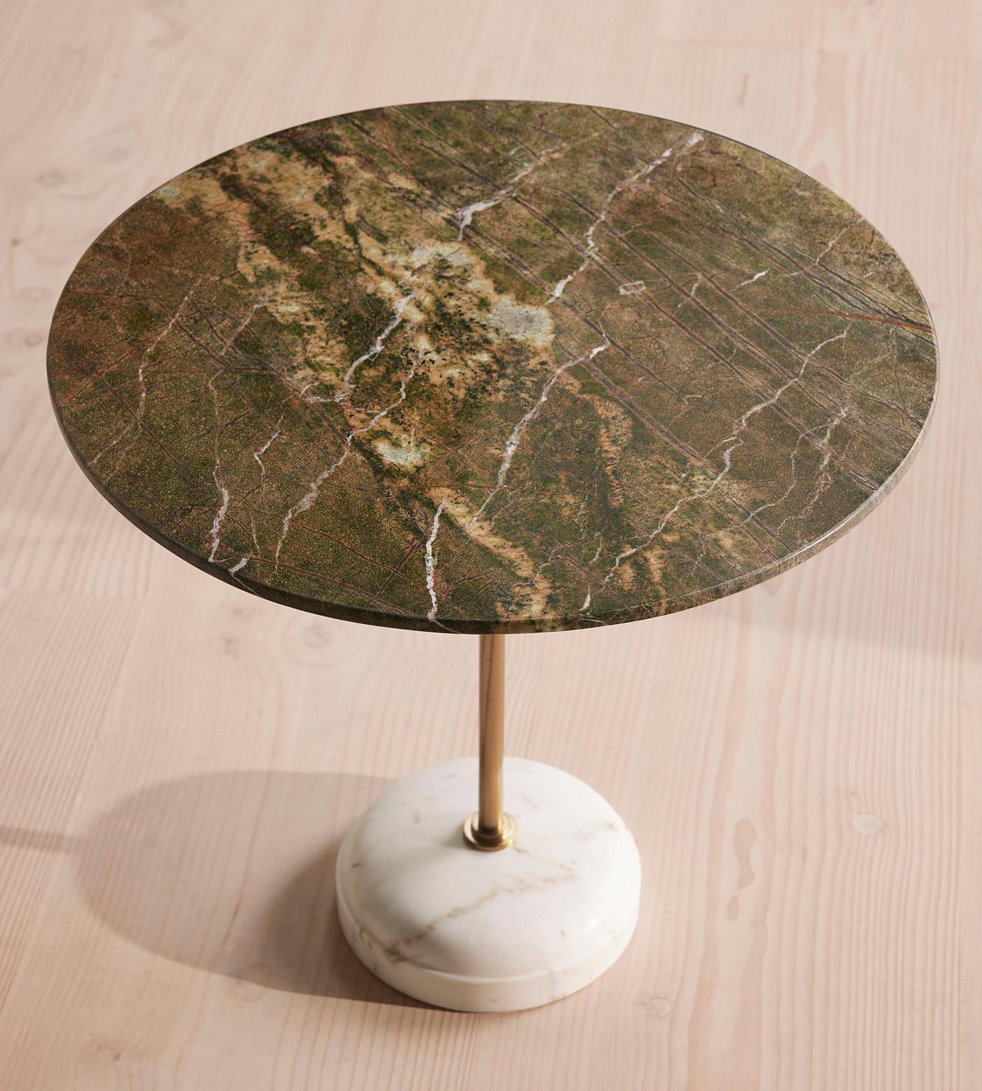 Fleet Side Table, Large, Verde Bosque Marble