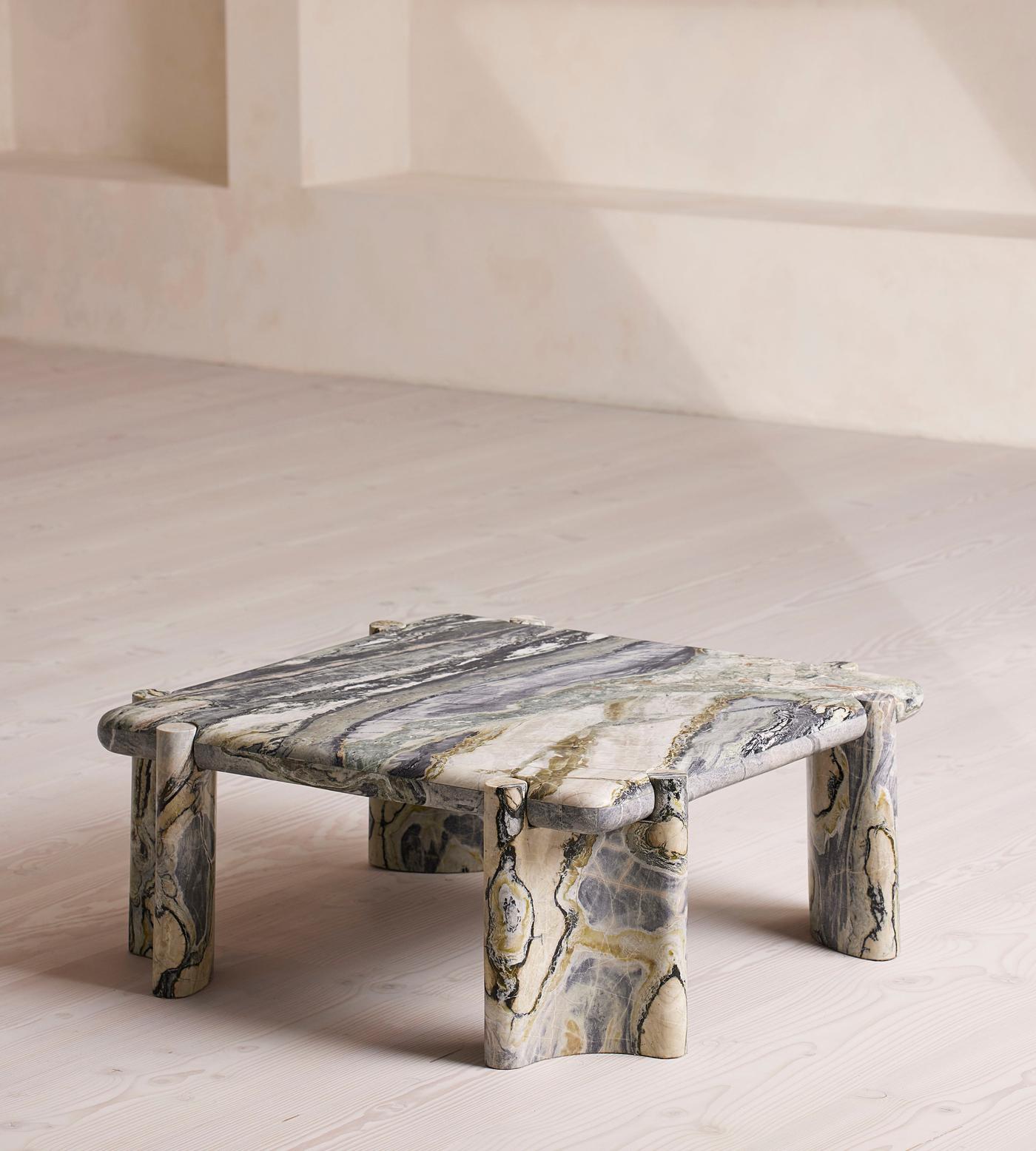 Lorella Coffee Table, Floral Jade Marble