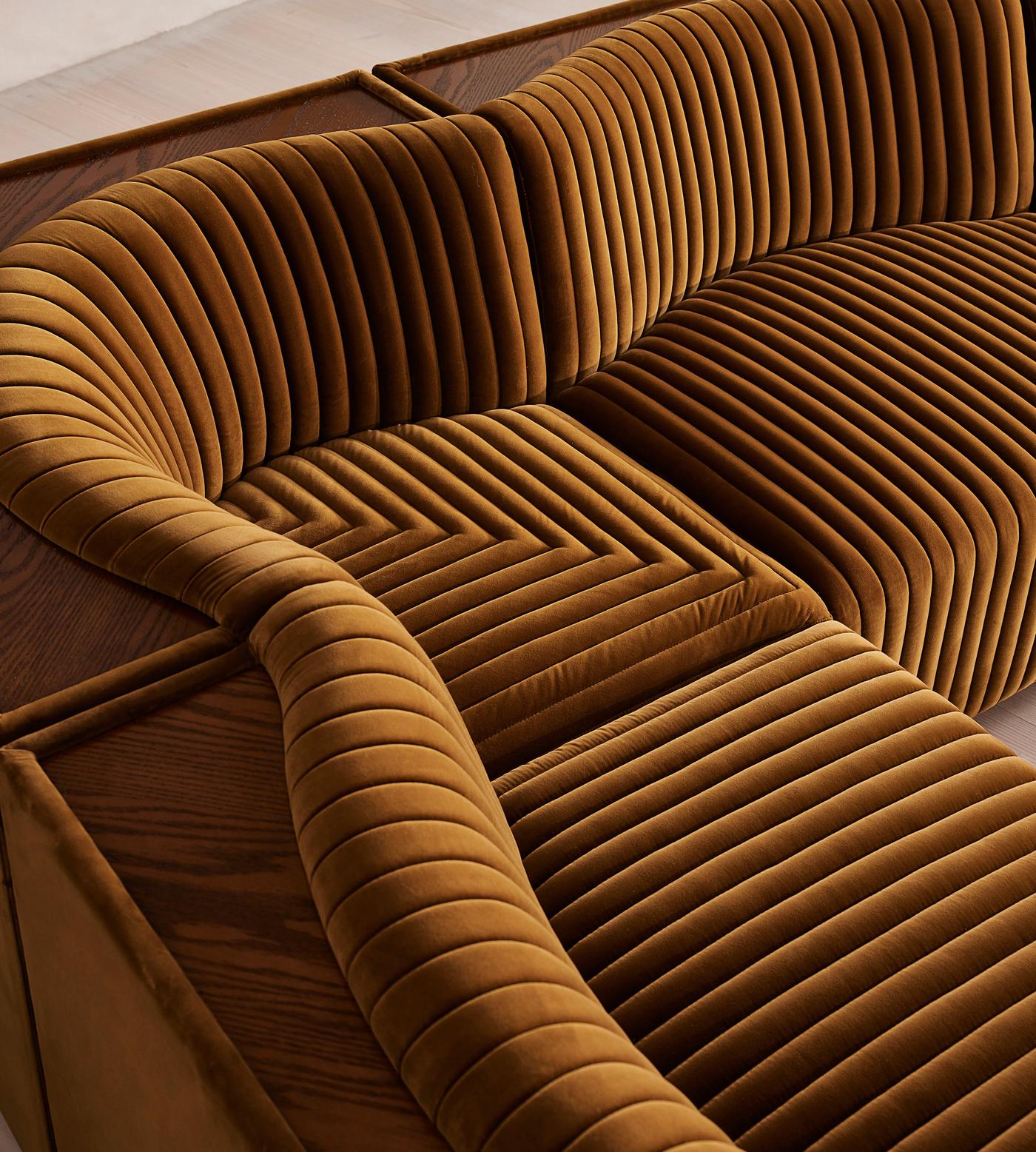 Hamish Modular Sofa, Corner Sofa, Velvet, Mustard