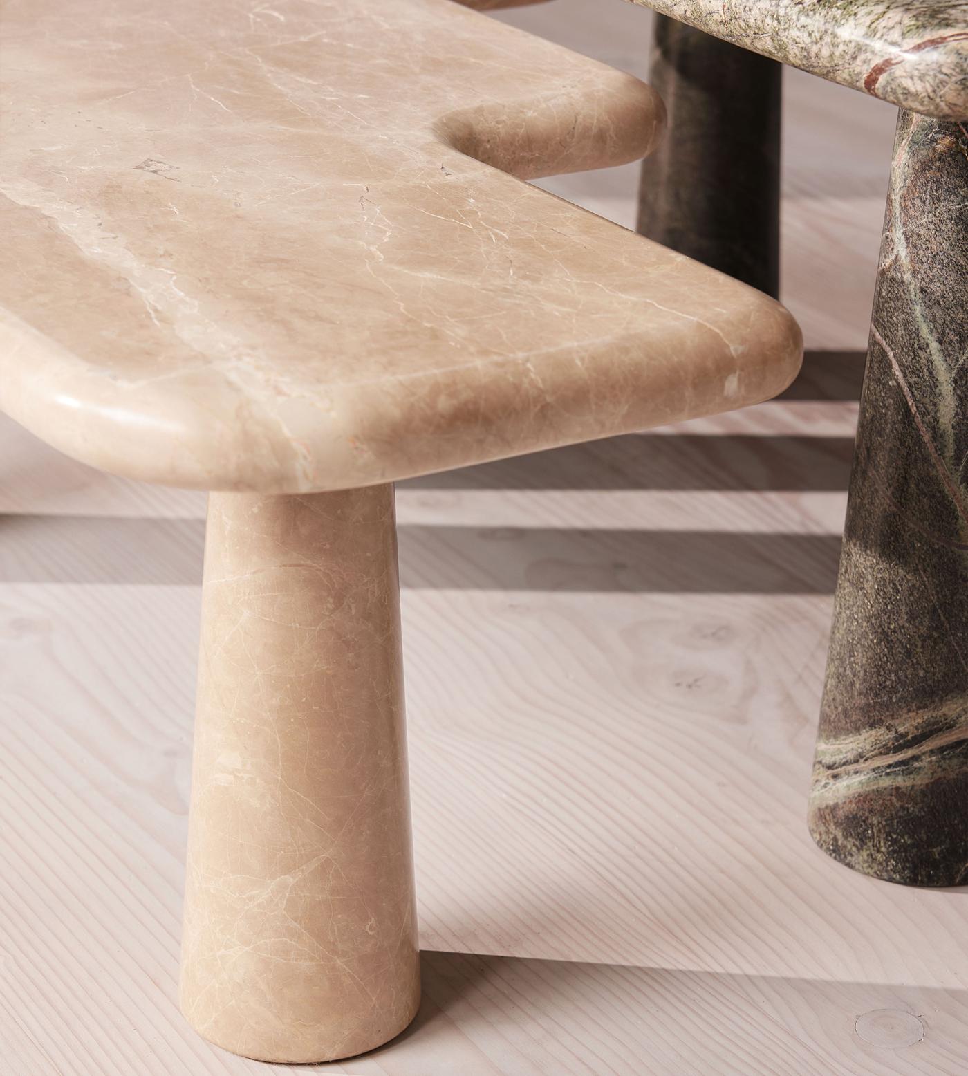 Jada Coffee Table Set, Light Emperador and Verde Bosque Marble